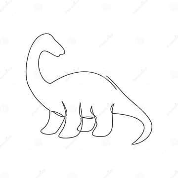Dinosaur One Line Drawing on White Background Stock Vector ...