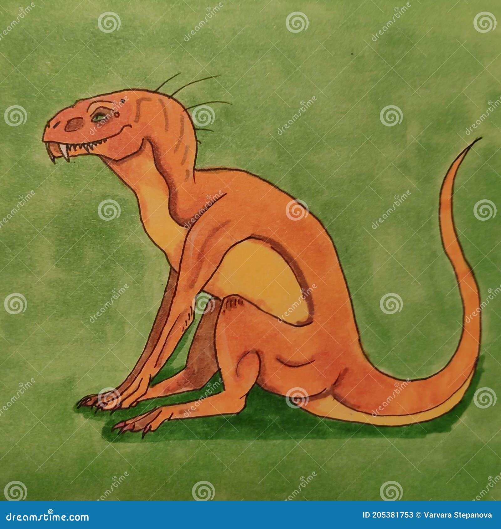 Dinosaur orange raptor stock image. Image of dragon - 205381753