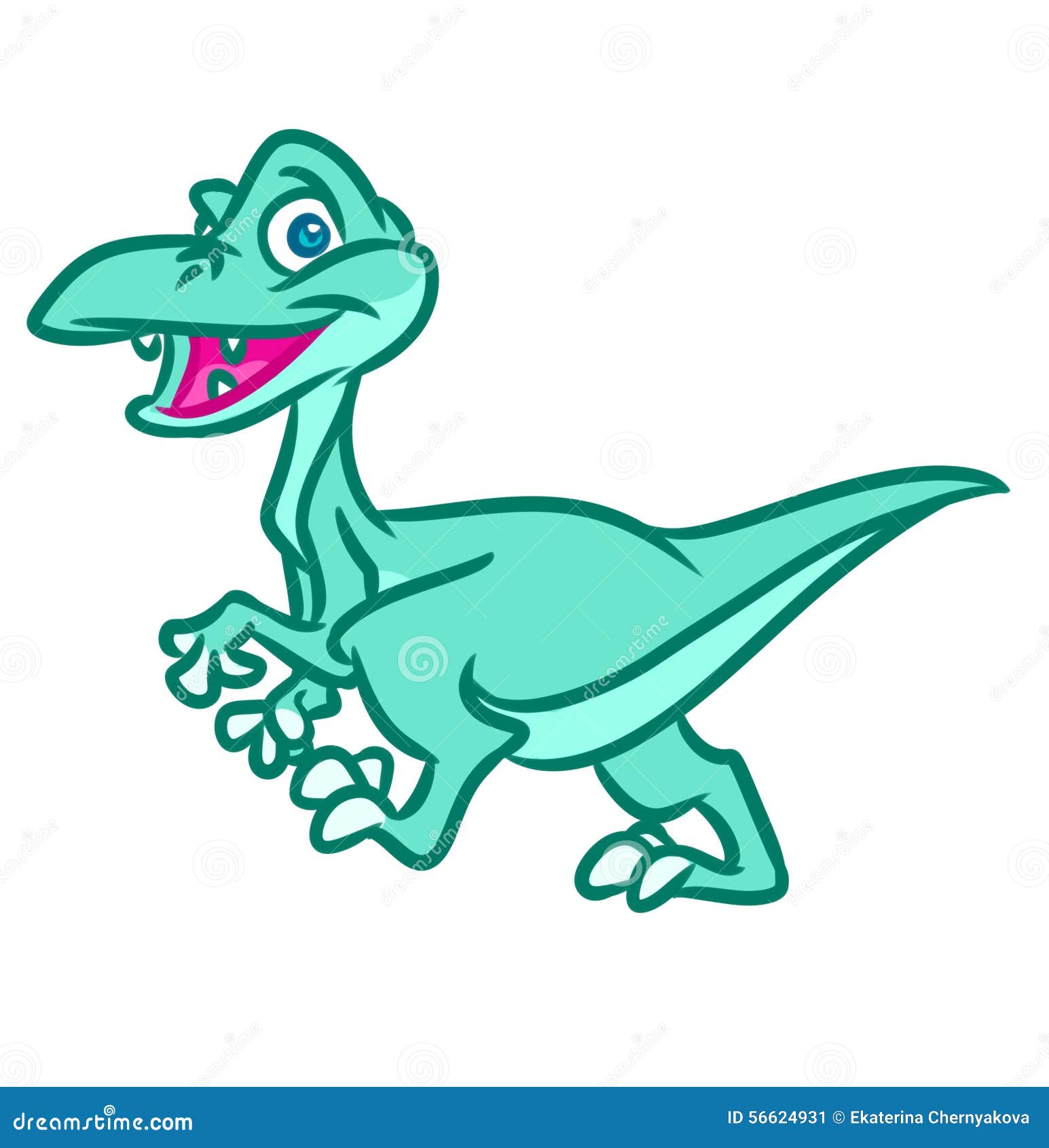 Dinosaur Oviraptor Green Cartoon Illustration Stock Illustration ...