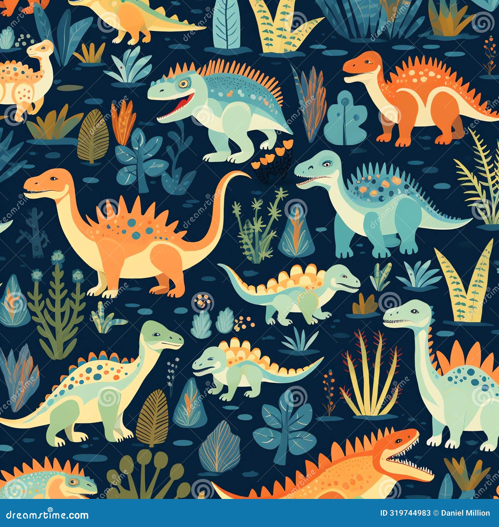 Dinosaur Pattern Background, Design Seamless Pattern, for Nursery ...