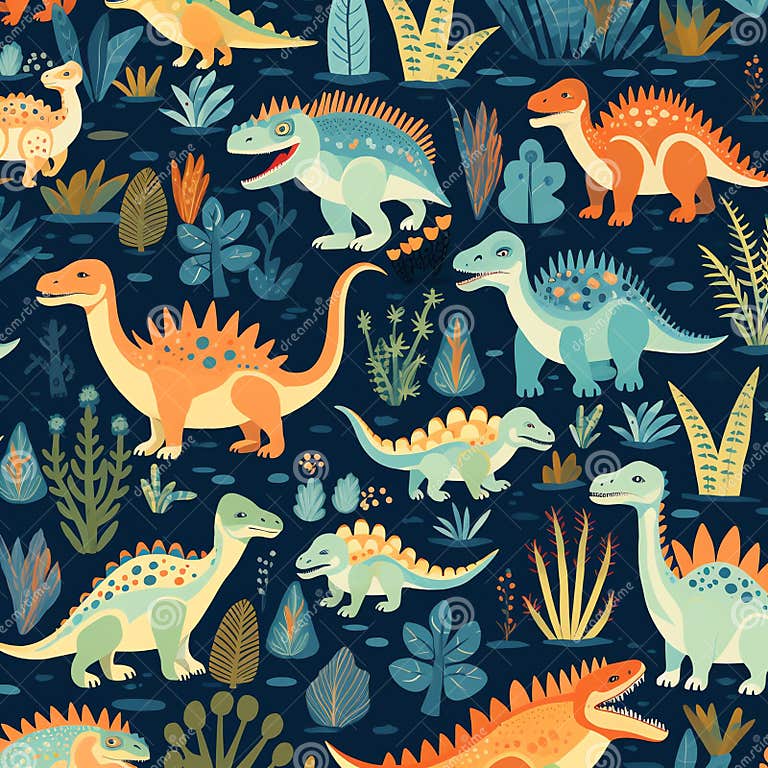Dinosaur Pattern Background, Design Seamless Pattern, for Nursery ...