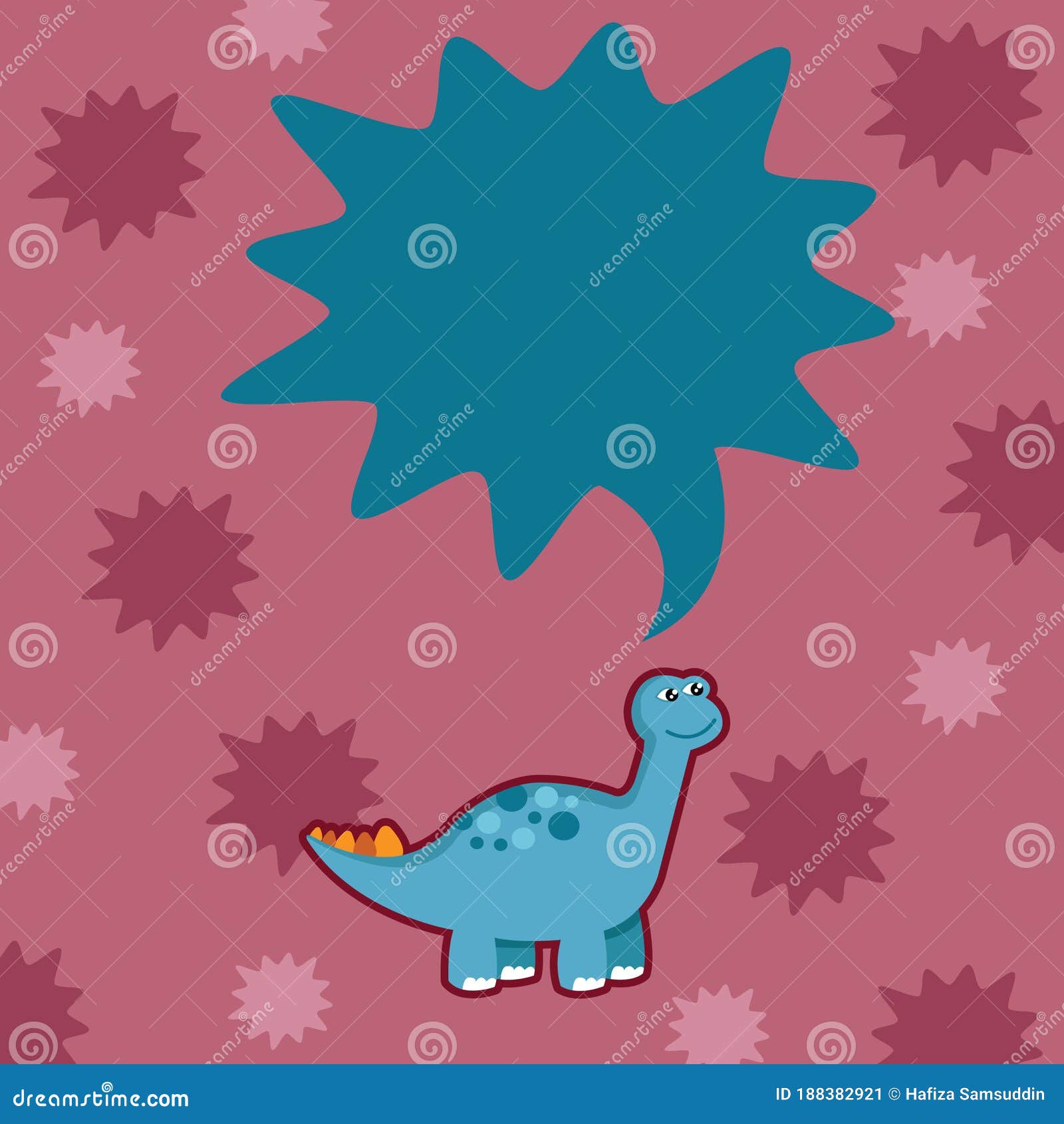 Dinosaur on Patterned Background. Vector Illustration Decorative Design ...