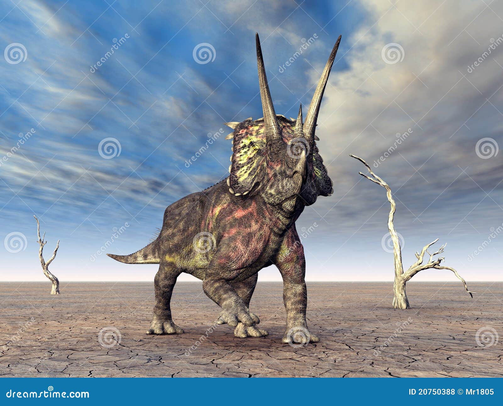 Dinosaur Pentaceratops stock illustration. Illustration of digital ...