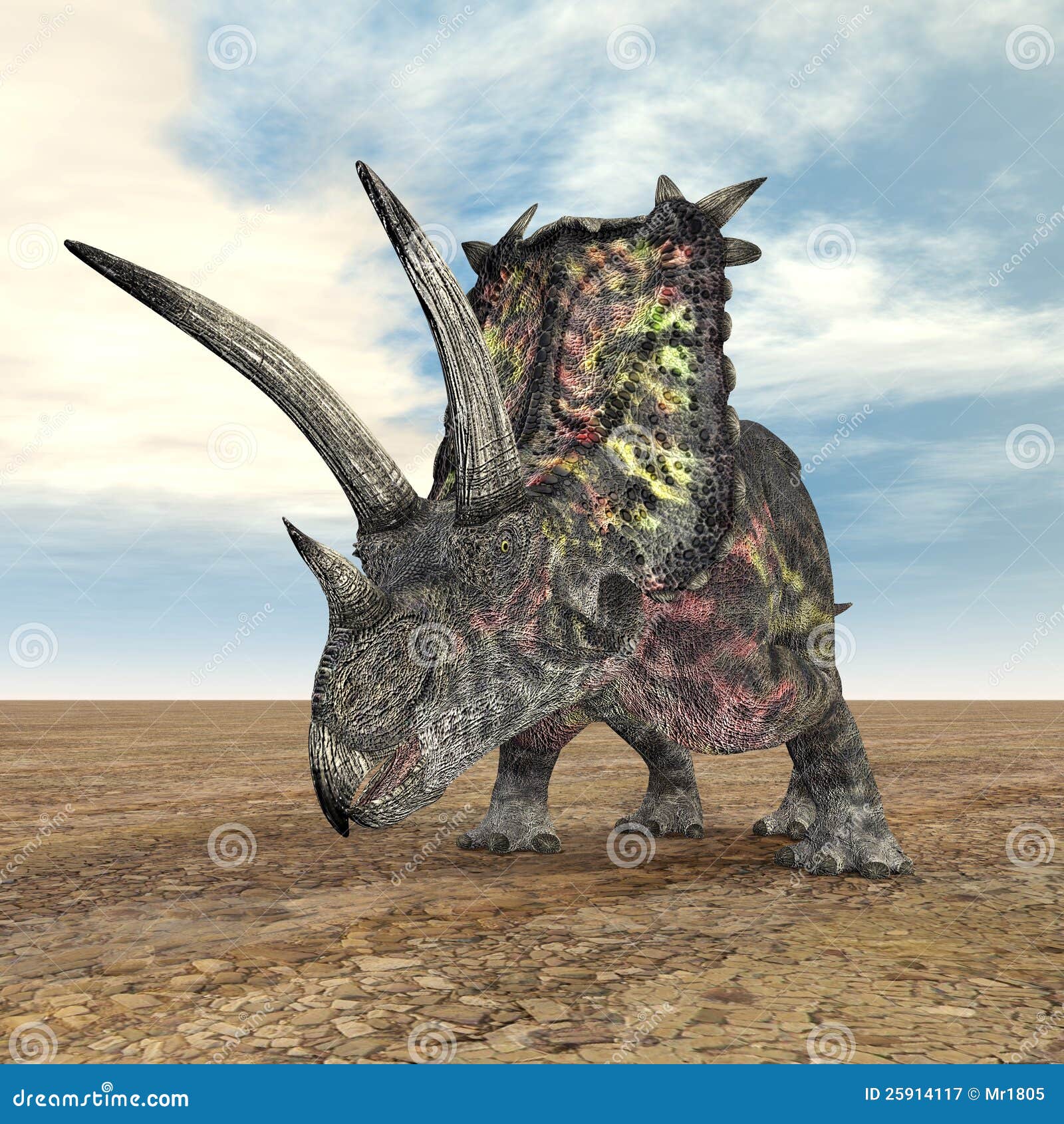 Pentaceratops Dinosaur Coloring Vector Art Illustration | CartoonDealer ...