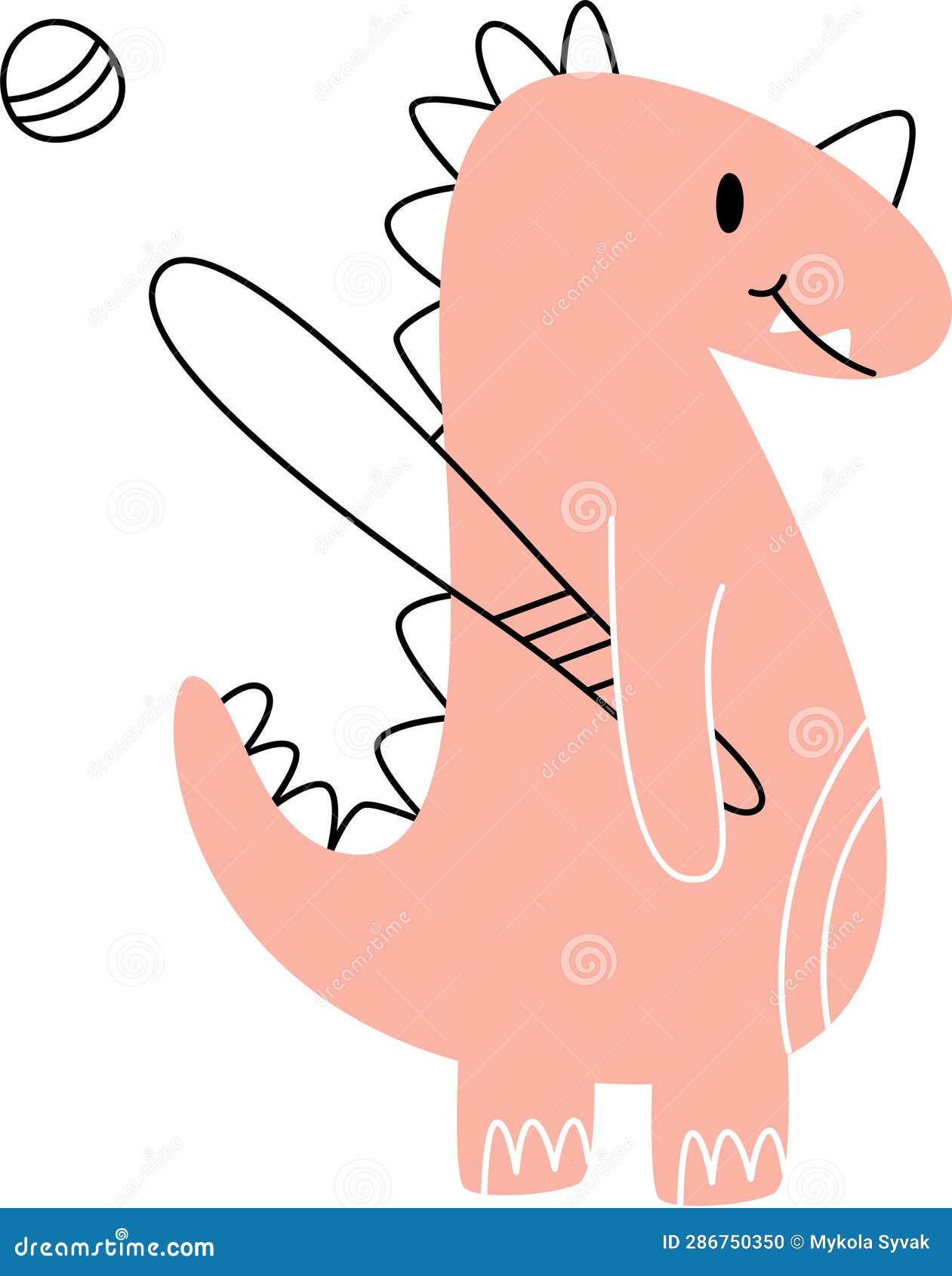 Dinosaur Playing Baseball stock illustration. Illustration of design ...