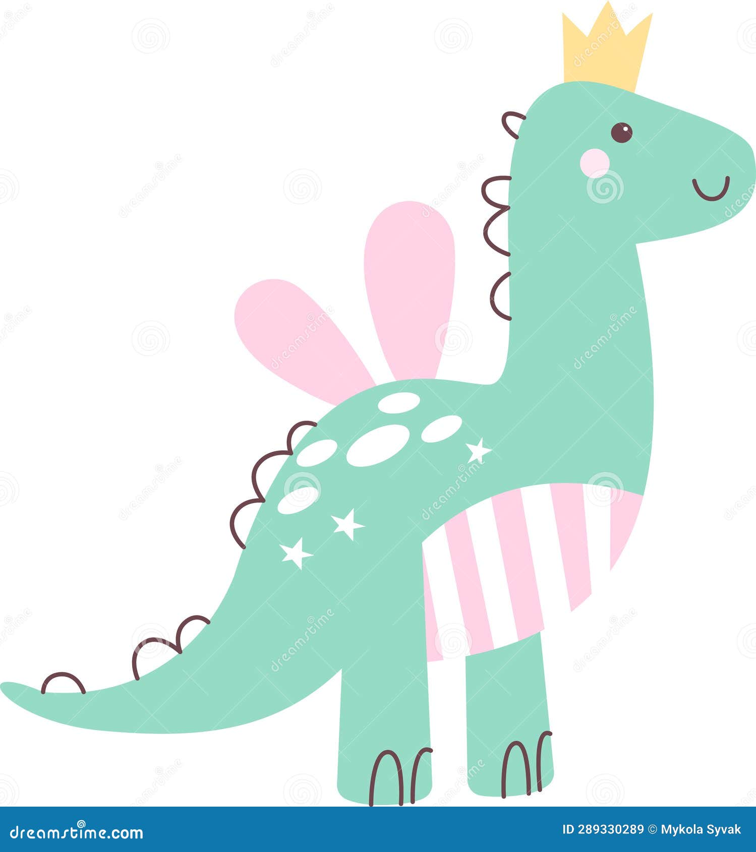 Dinosaur Princess with Wings Stock Illustration - Illustration of ...