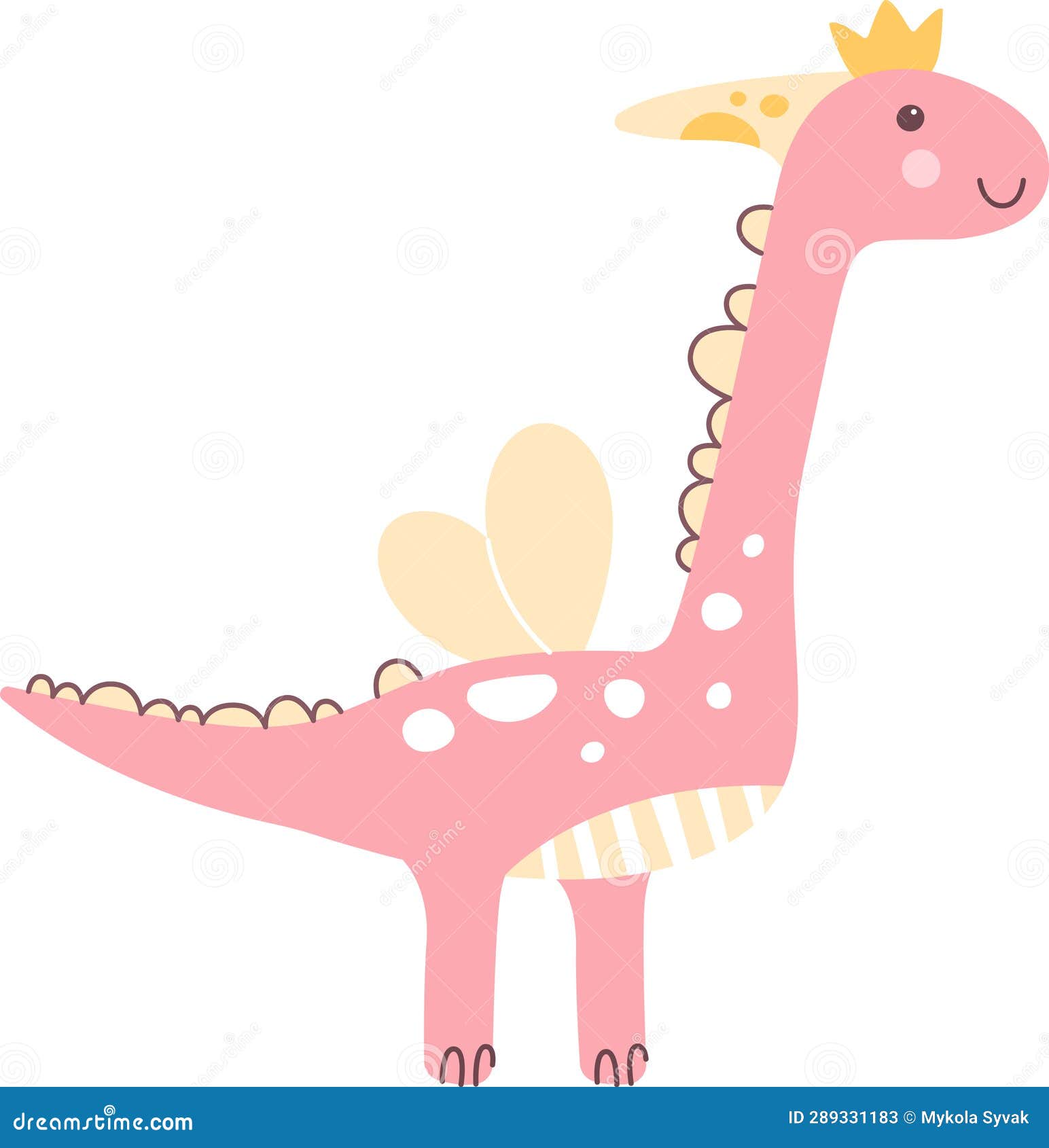 Dinosaur Princess with Wings Stock Vector - Illustration of cute ...