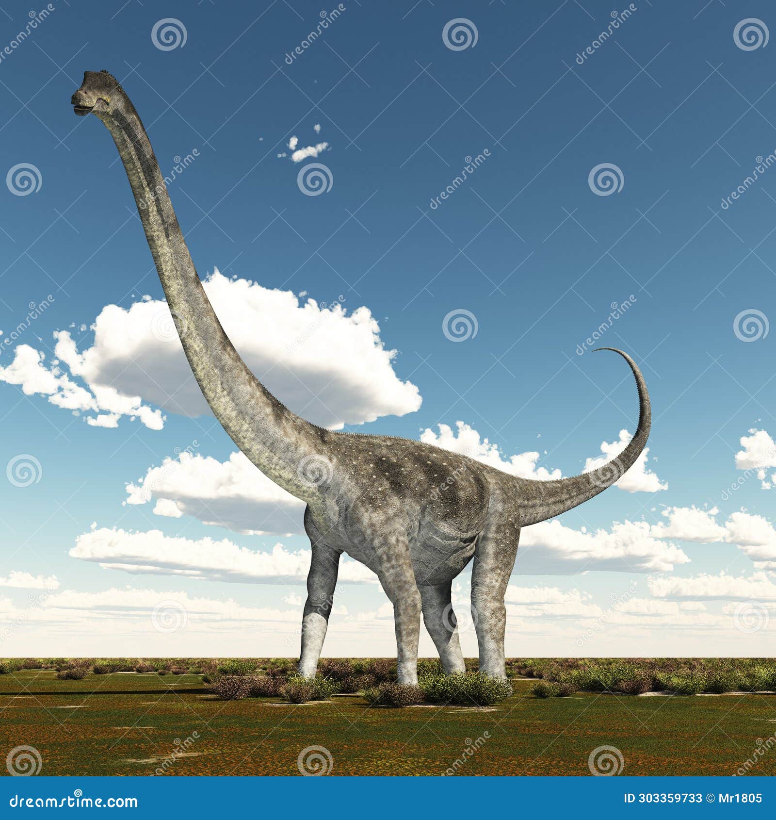 Puertasaurus Dinosaur Patagonia Garden In The Cretaceous Period Stock ...