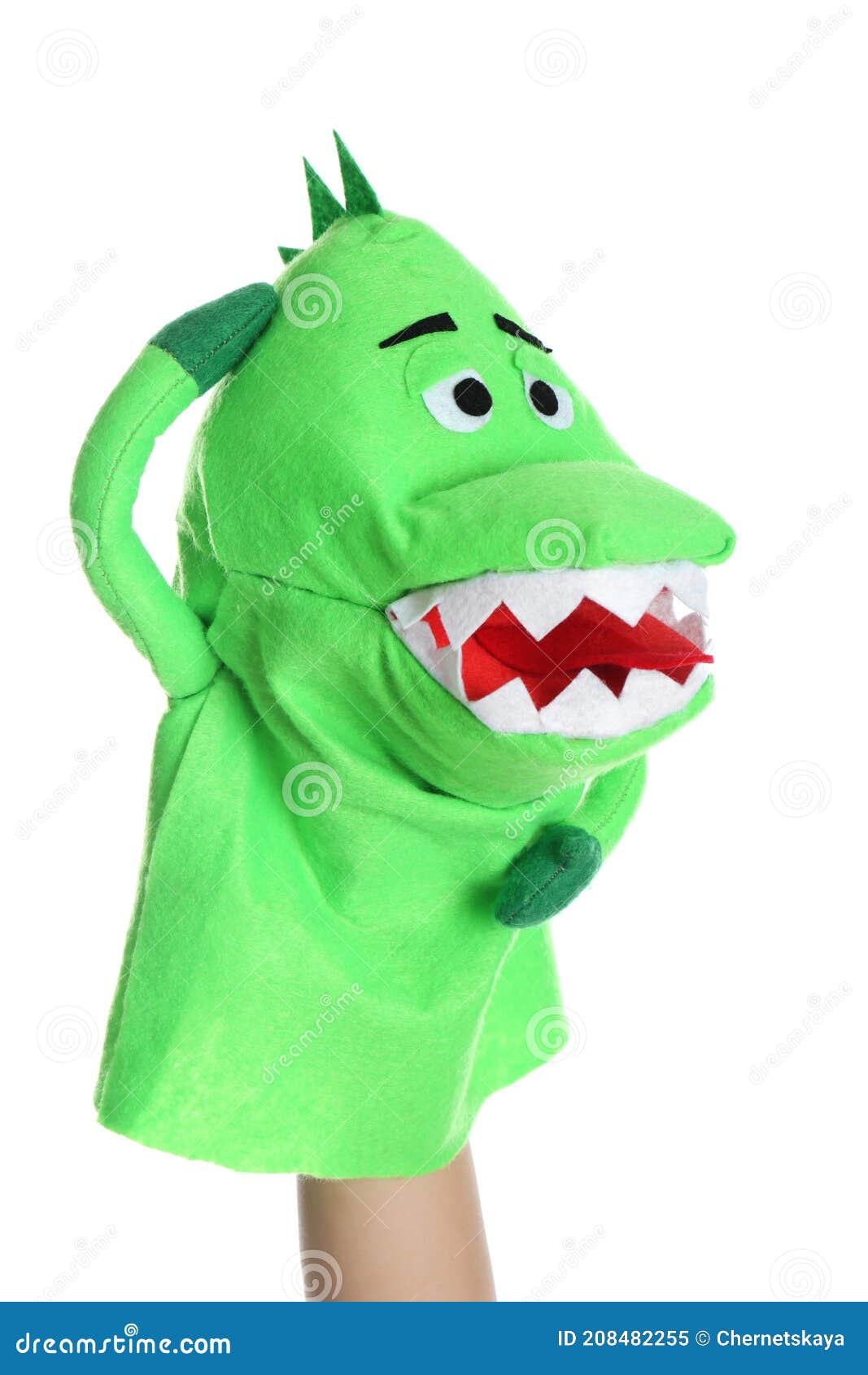 Dinosaur Puppet for Show on Hand Against White Background Stock Image ...
