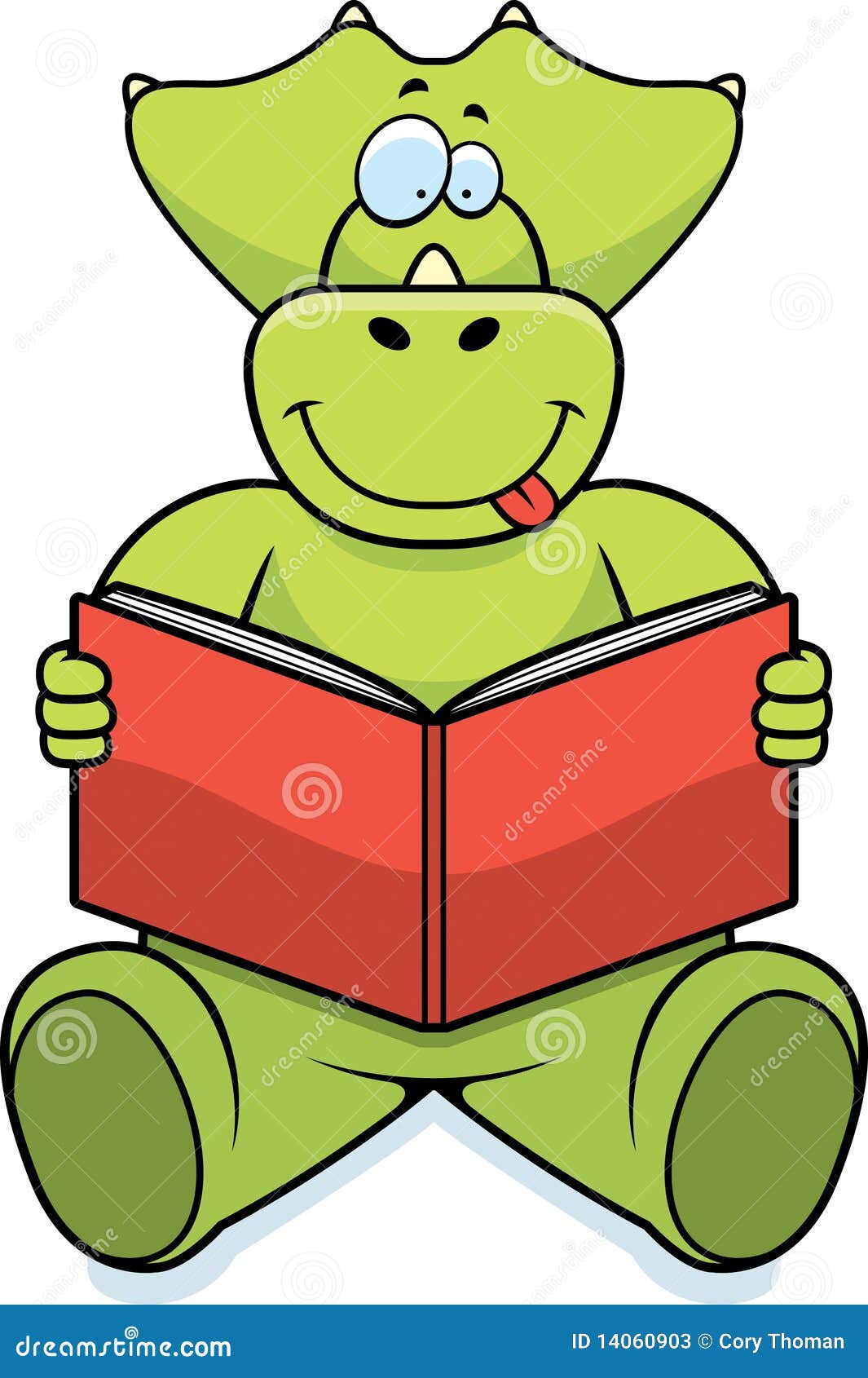 Dinosaur Reading stock vector. Illustration of happy - 14060903