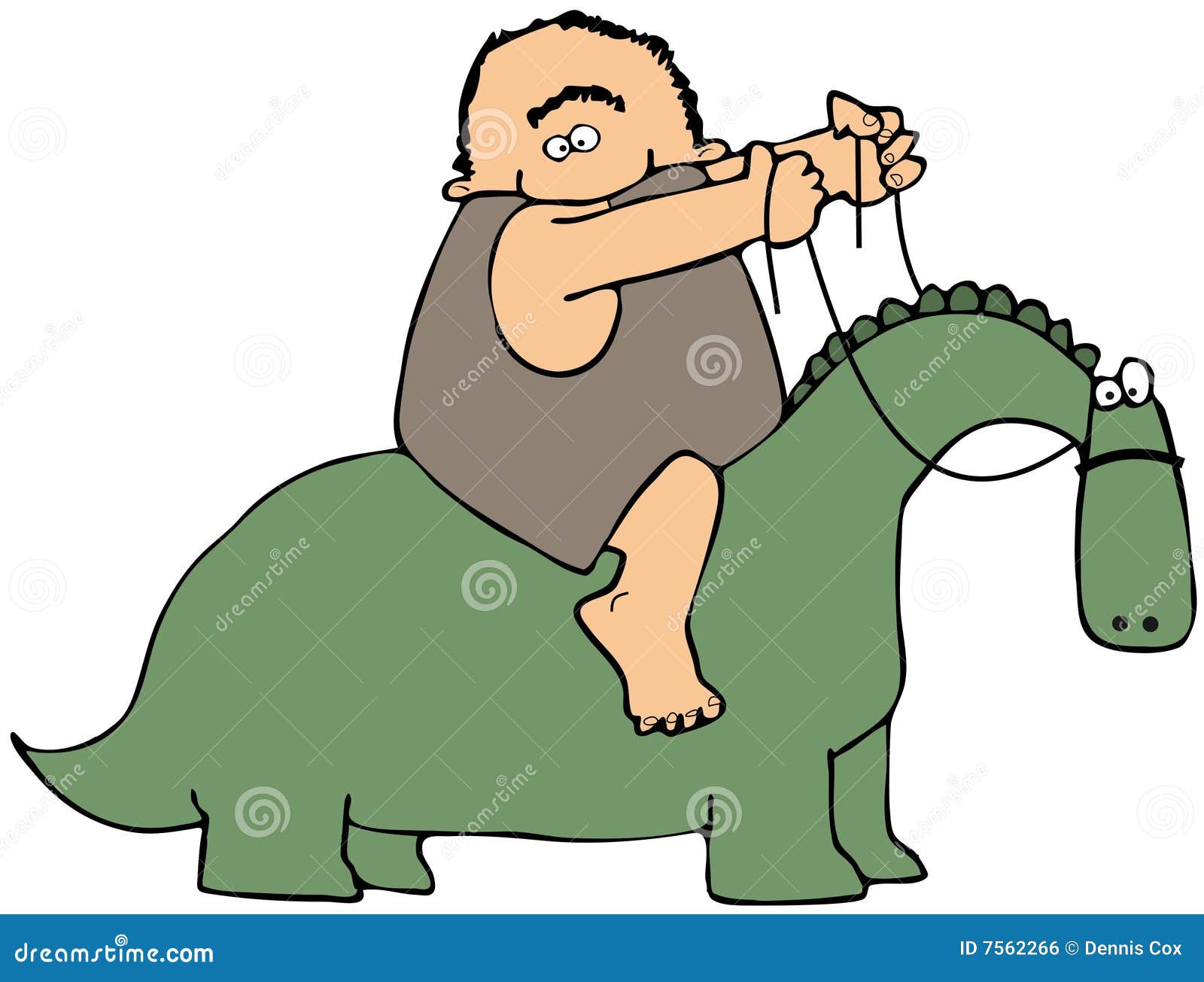 Dinosaur Rider. Man Sits On Back Of Huge Wild Raptor. Teamster D Vector ...