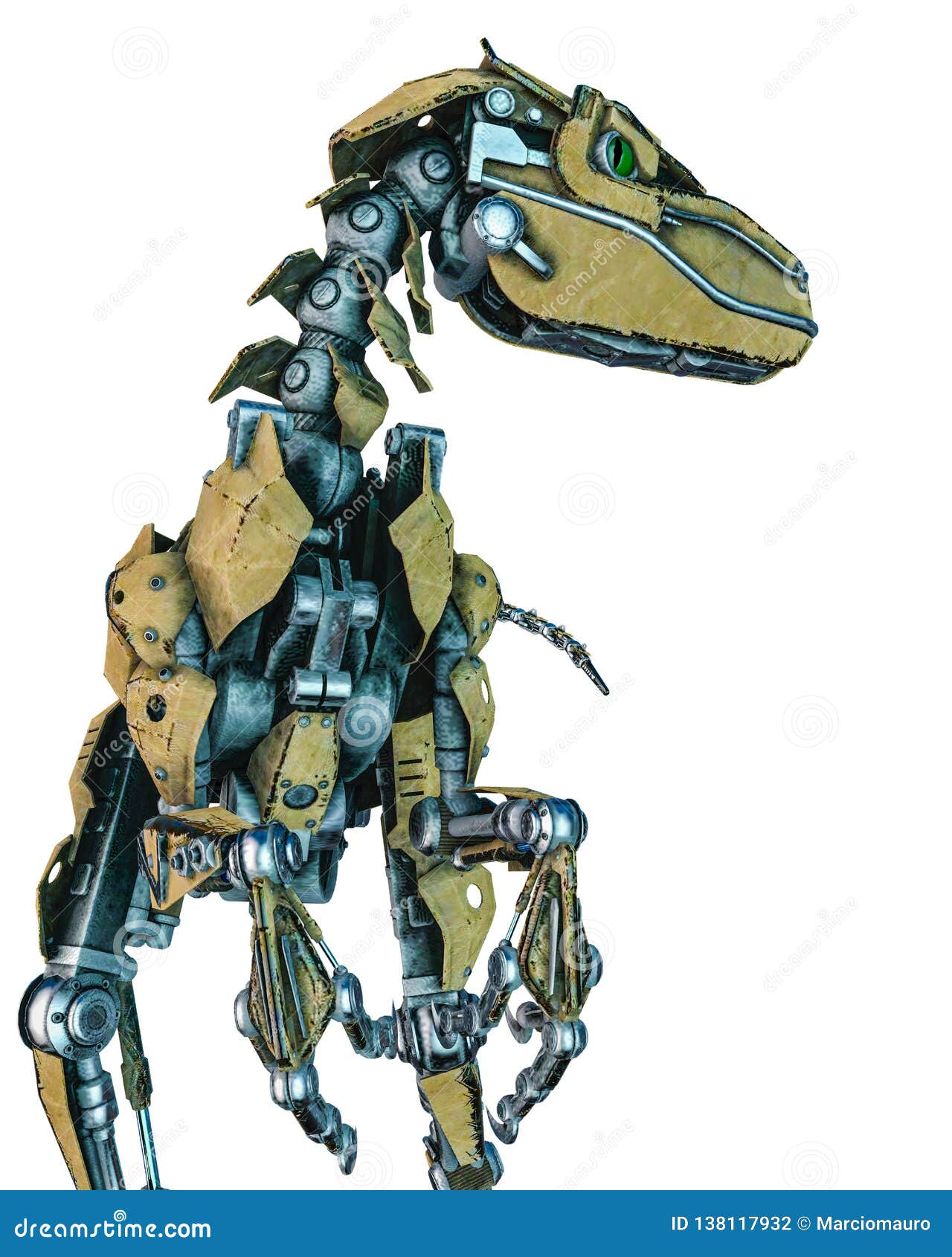 Dinosaur Robot in a White Background Stock Illustration - Illustration ...