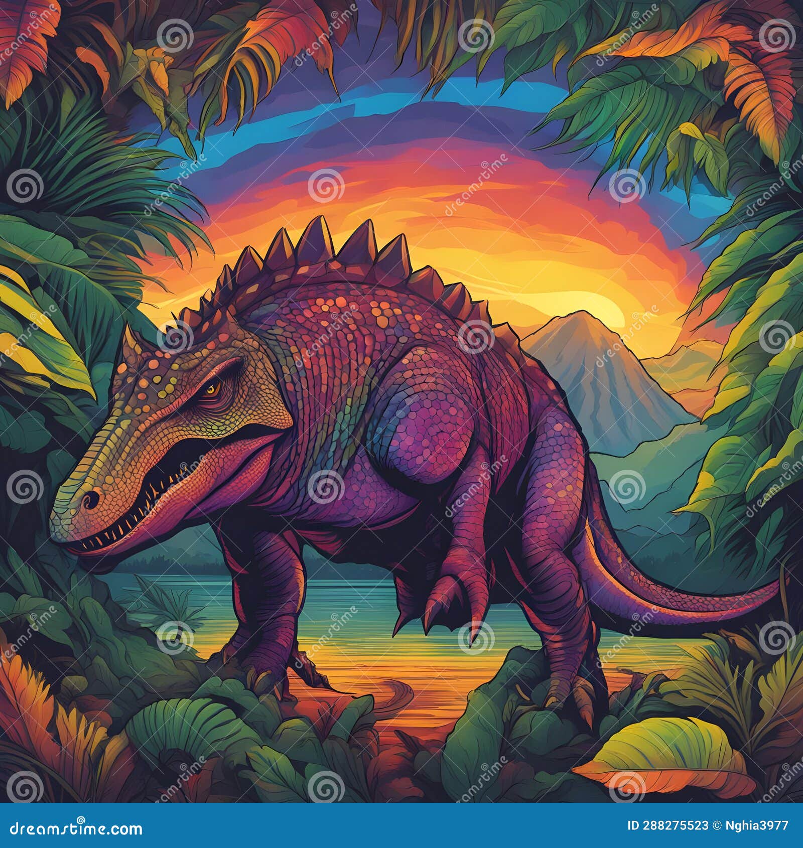 A Dinosaur with Scales that Refract Light Stock Illustration ...
