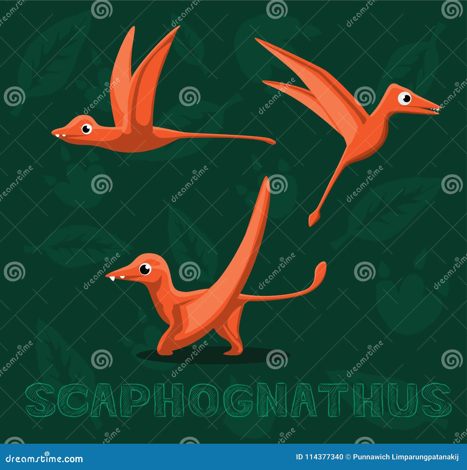 Dinosaur Scaphognathus Cartoon Vector Illustration Stock Vector ...