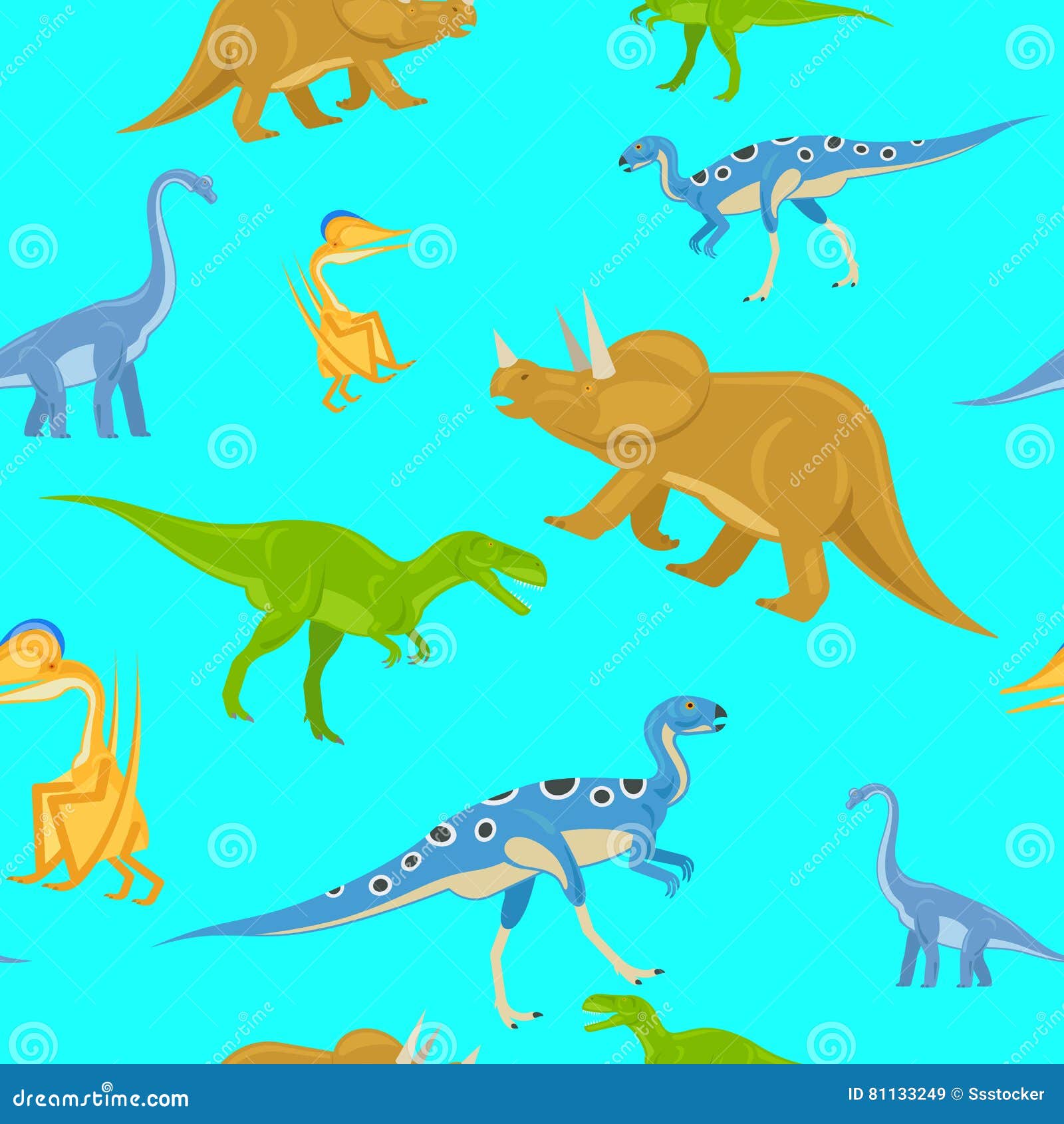 Dinosaur seamless pattern stock vector. Illustration of color - 81133249