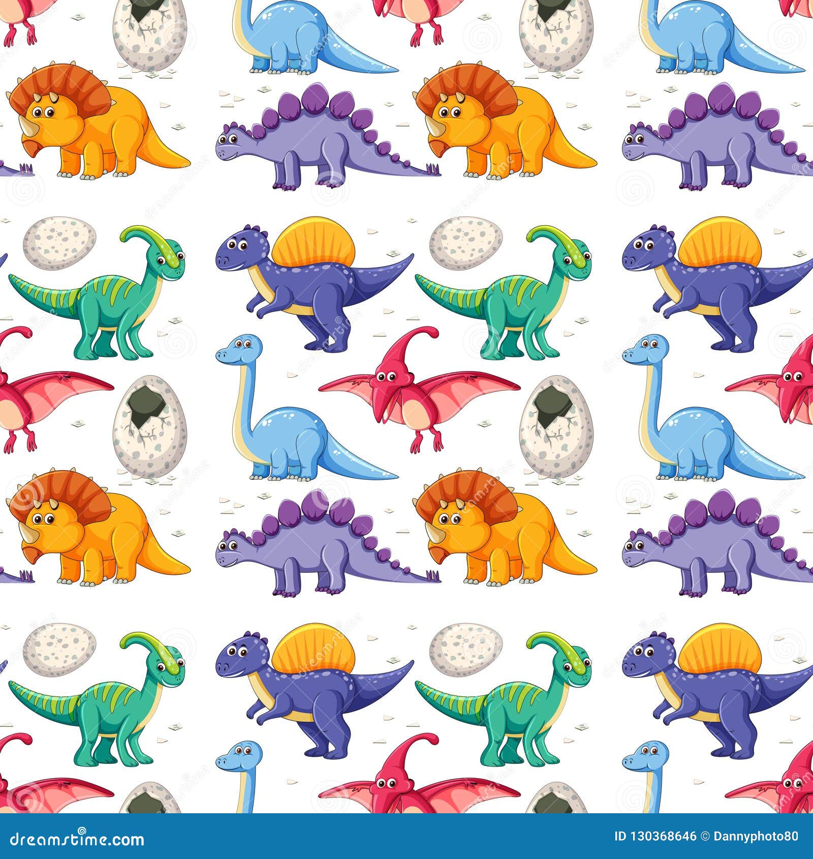 A Dinosaur on Seamless Pattern Stock Vector - Illustration of animal ...
