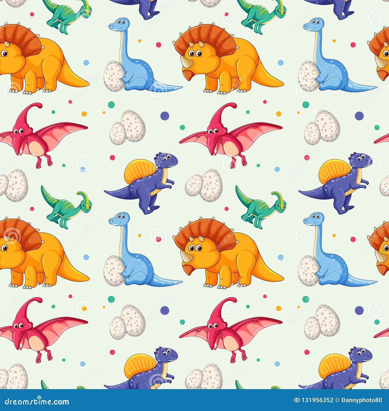 Dinosaur on Seamless Pattern Stock Vector - Illustration of jurassic ...