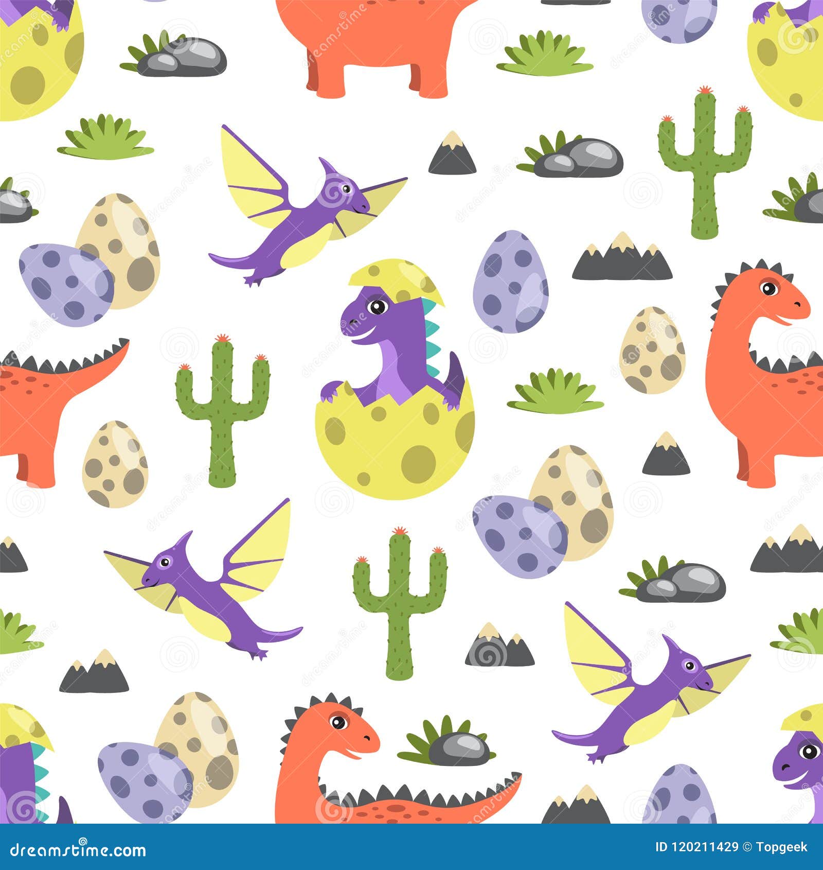 Dinosaur Seamless Pattern Vector Illustration Stock Vector ...