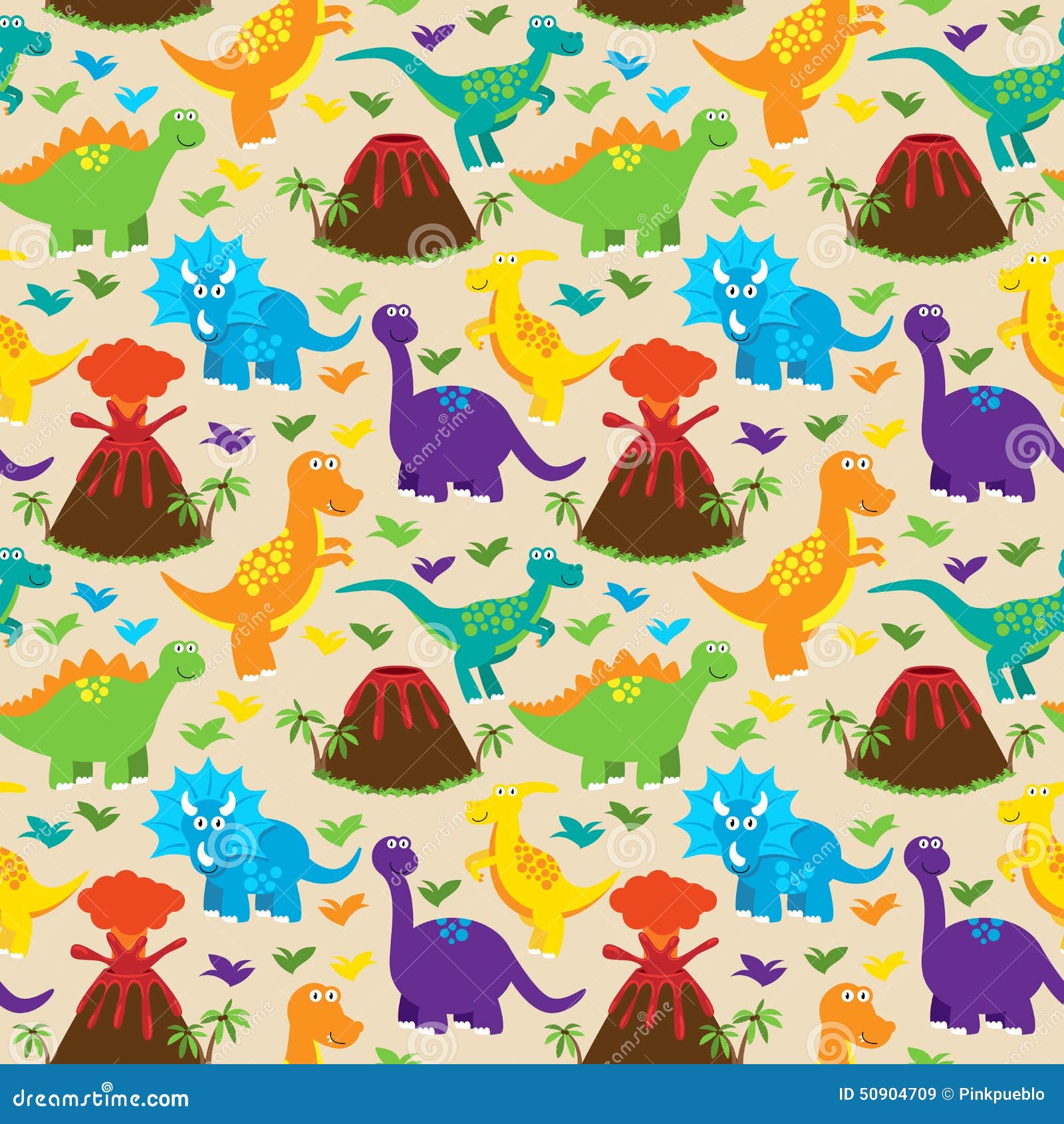 Dinosaur Seamless Tileable Vector Background Pattern Stock Vector ...