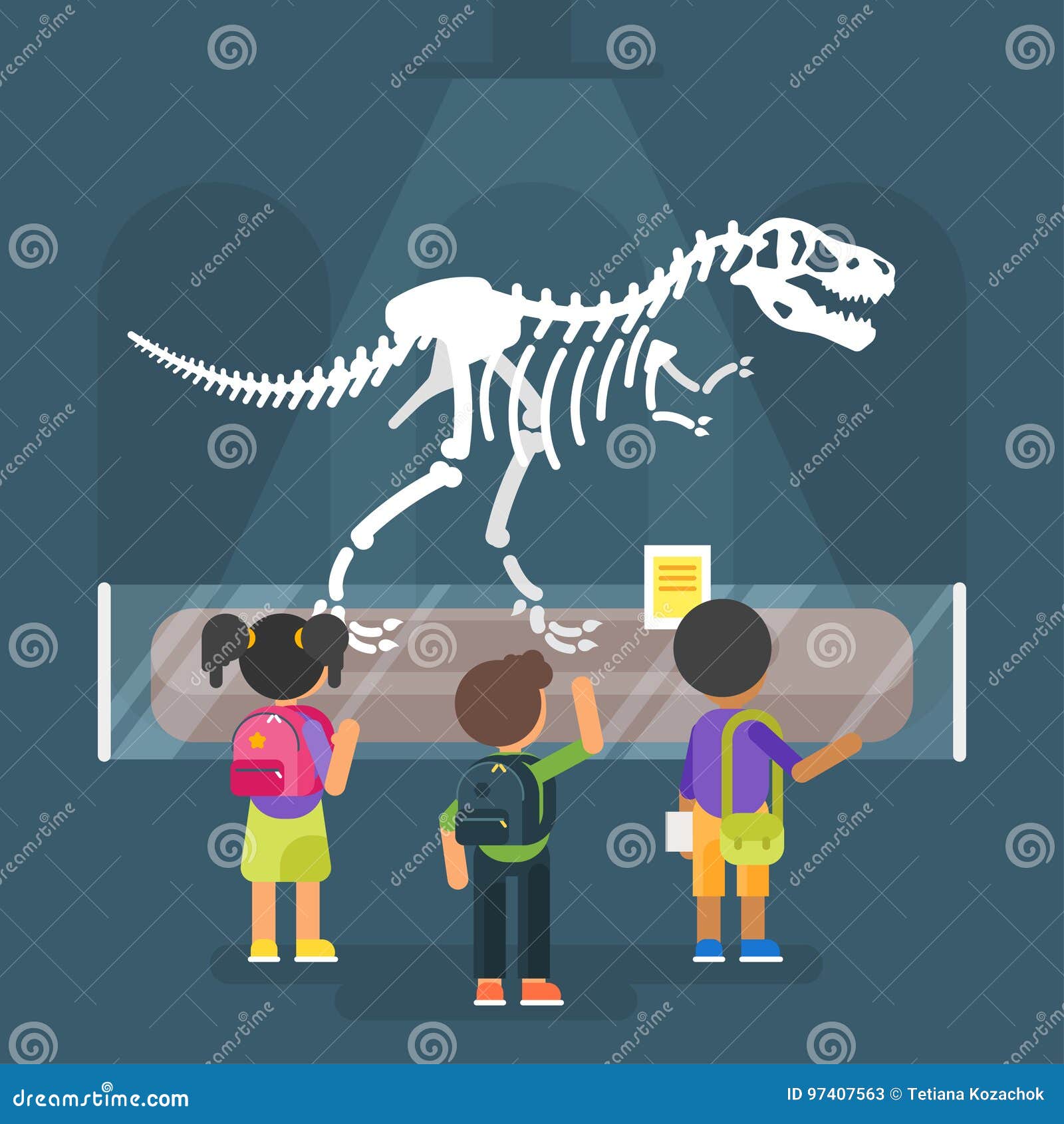 Dinosaur Skeleton in Museum Stock Vector - Illustration of isolated ... Dinosaur Skeleton in Museum Stock Vector - Illustration of isolated ...