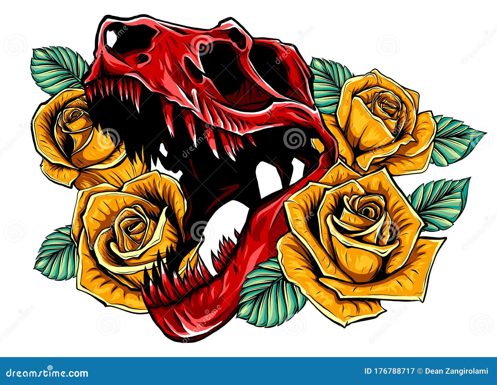 Dinosaur Skull. Drawing of T-Rex Skull Vector Stock Vector ...