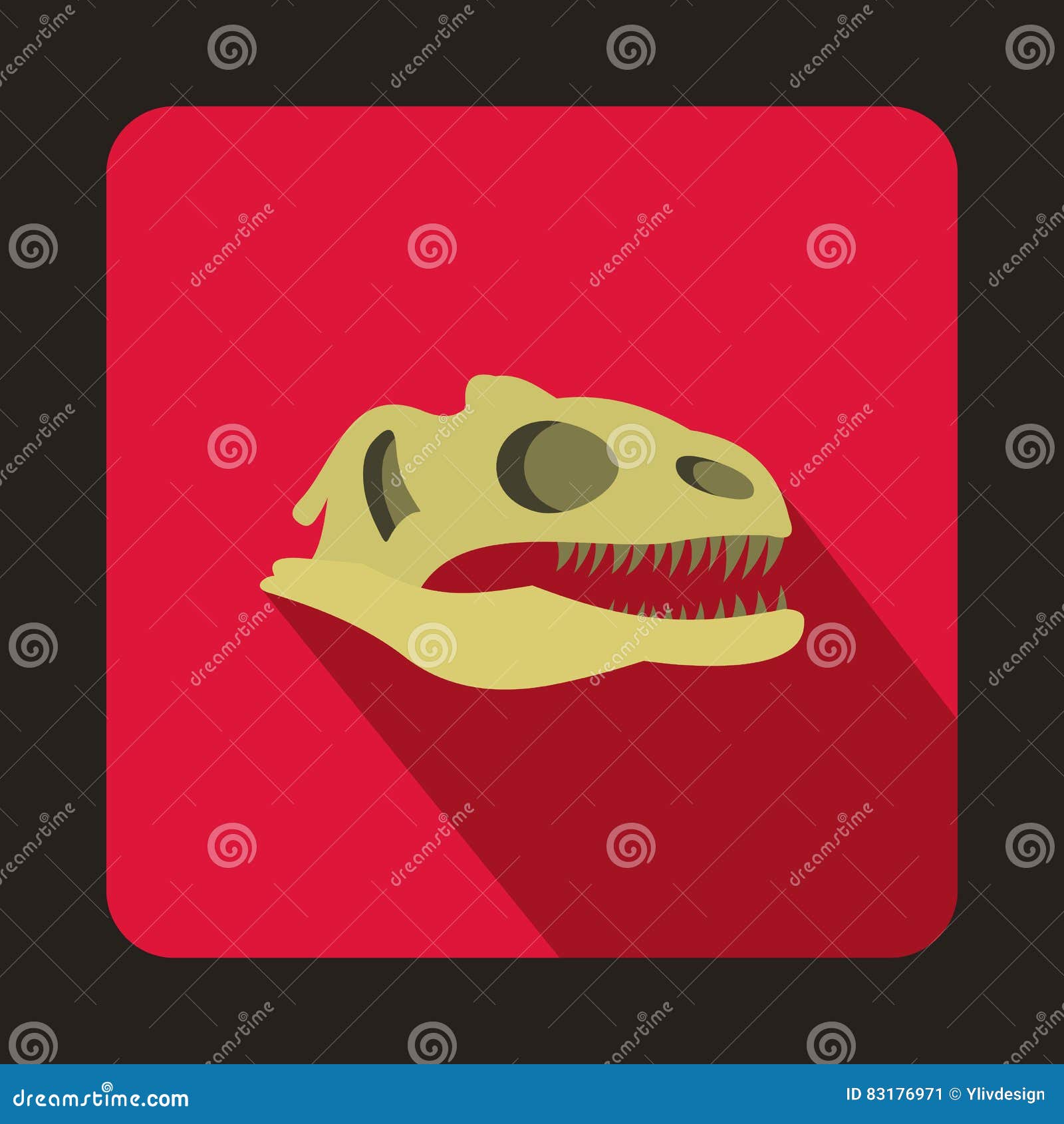 Dinosaur Skull Icon, Flat Style Stock Vector - Illustration of head ...