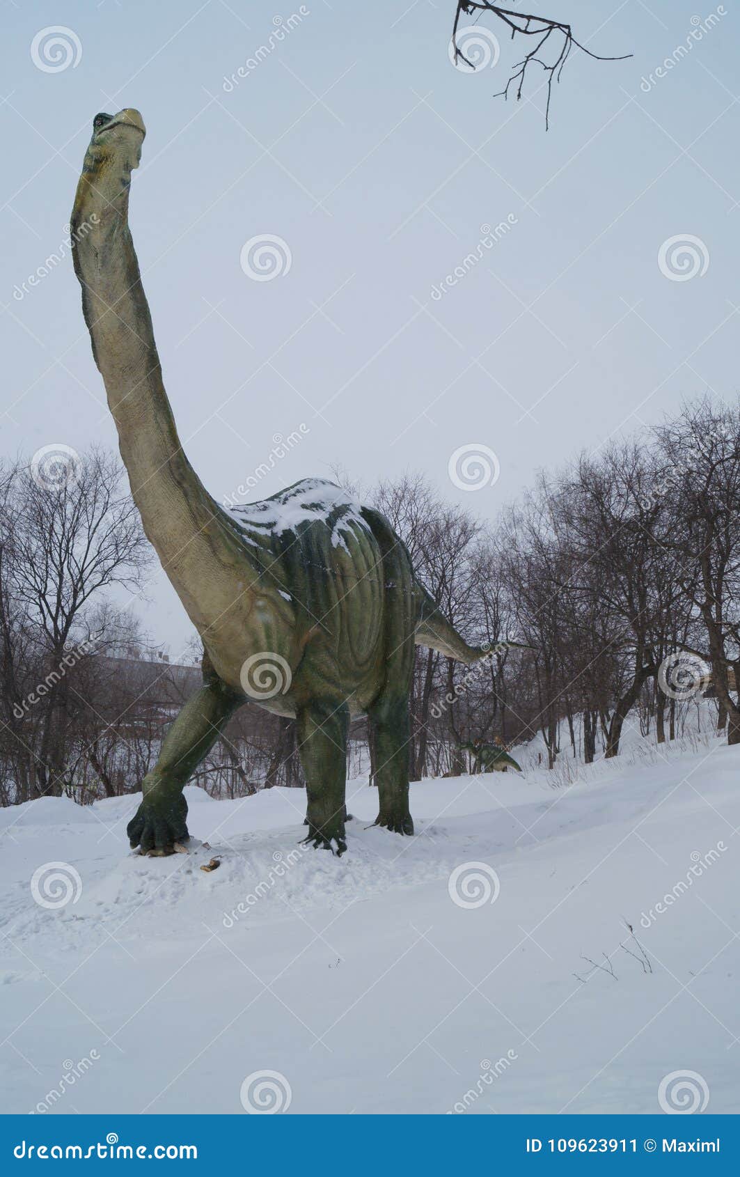 Dinosaur in snow stock image. Image of entertainment - 109623911