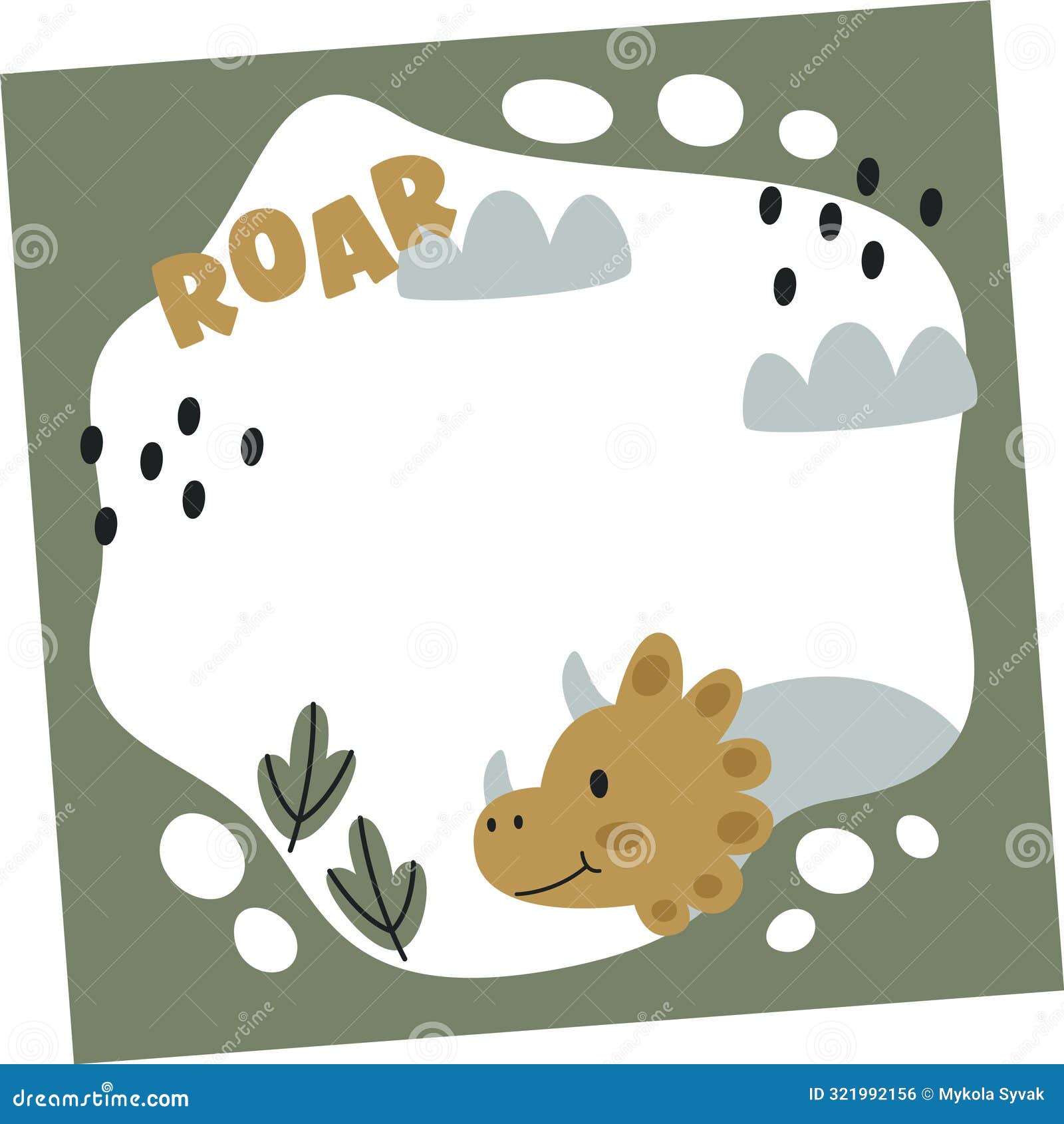 Dinosaur Square Childish Frame Stock Vector - Illustration of isolated ...