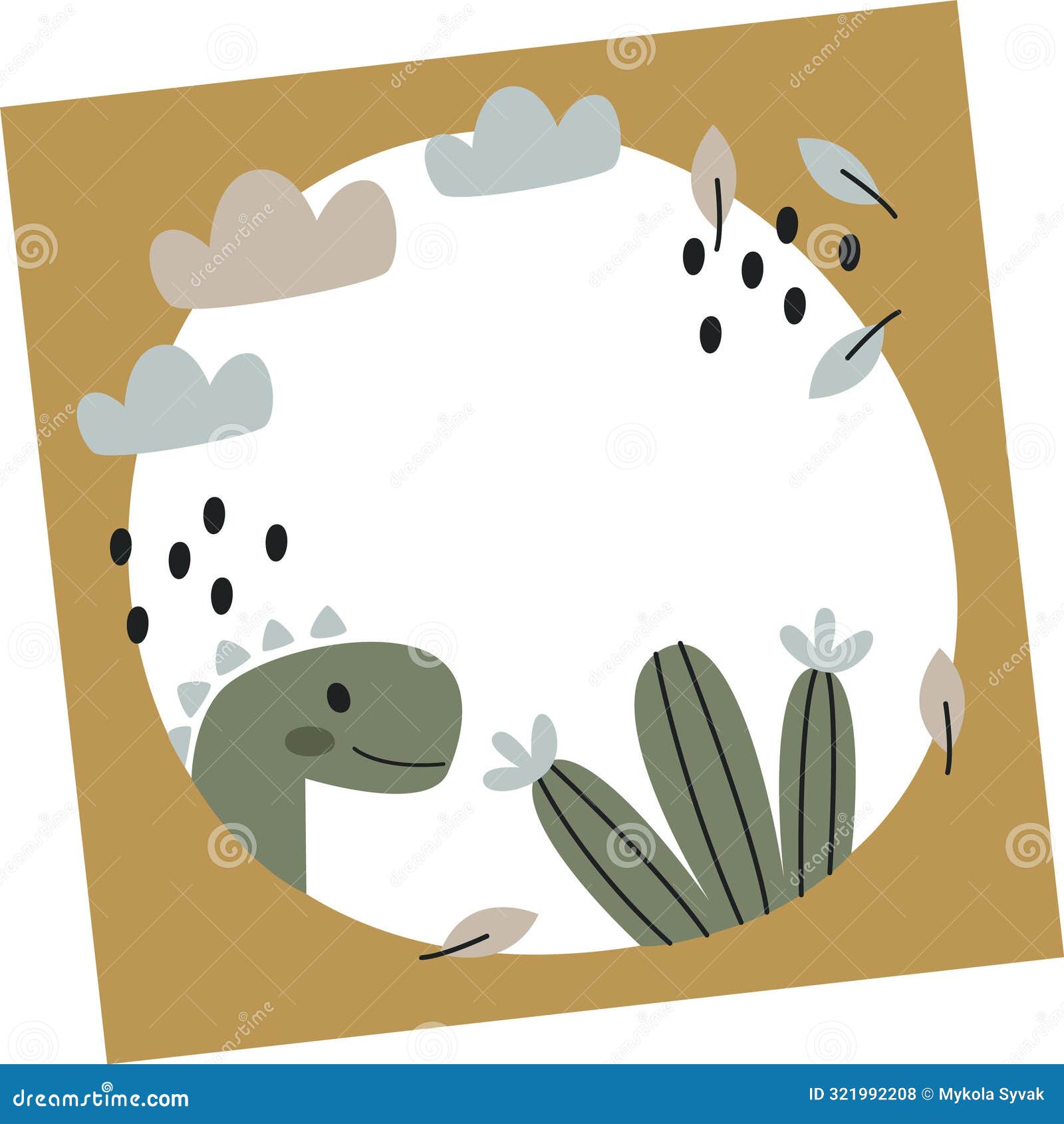 Dinosaur Square Childish Frame Stock Vector - Illustration of dinosaurs ...