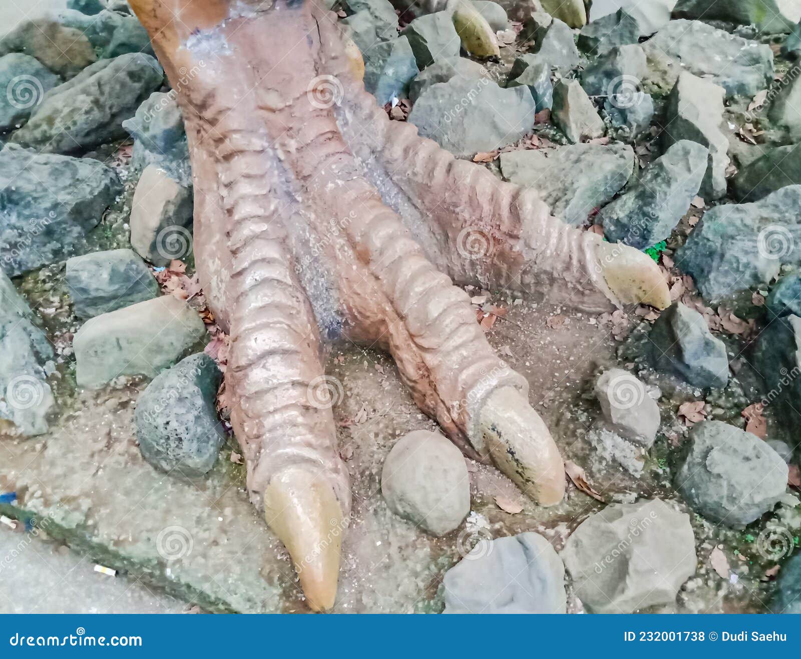 Dinosaur Statue Feet on the Rocks. Stock Photo - Image of soil, cuisine ...