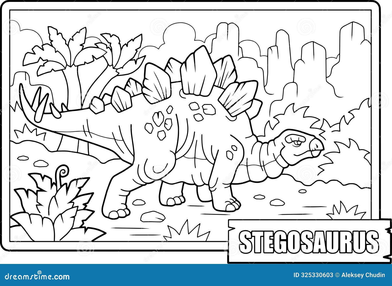 Dinosaur Stegosaurus, Coloring Book for Children Stock Vector ...