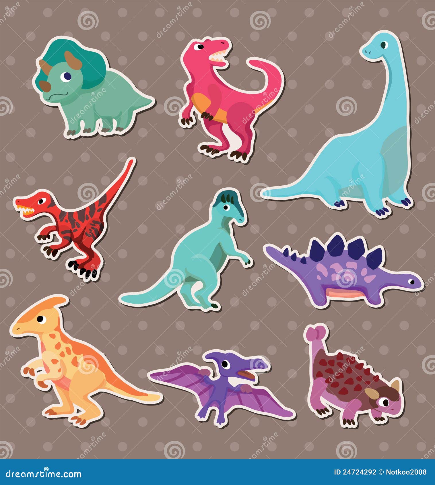Dinosaur stickers stock vector. Illustration of drawing - 24724292