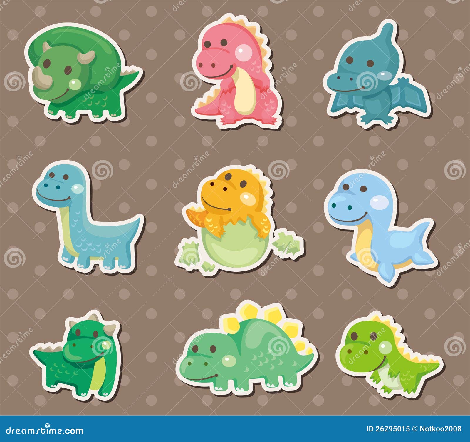 Dinosaur Stickers Cartoon Vector | CartoonDealer.com #24585595
