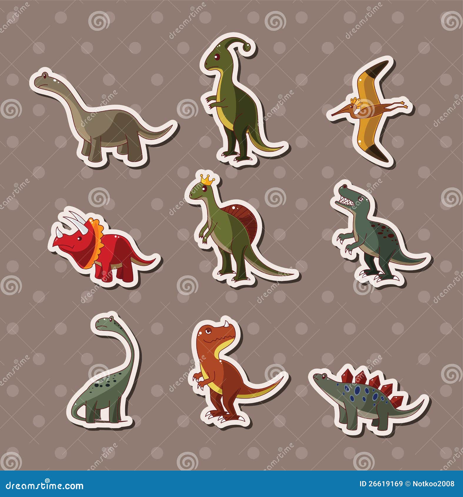 Dinosaur stickers stock vector. Illustration of cute - 26619169