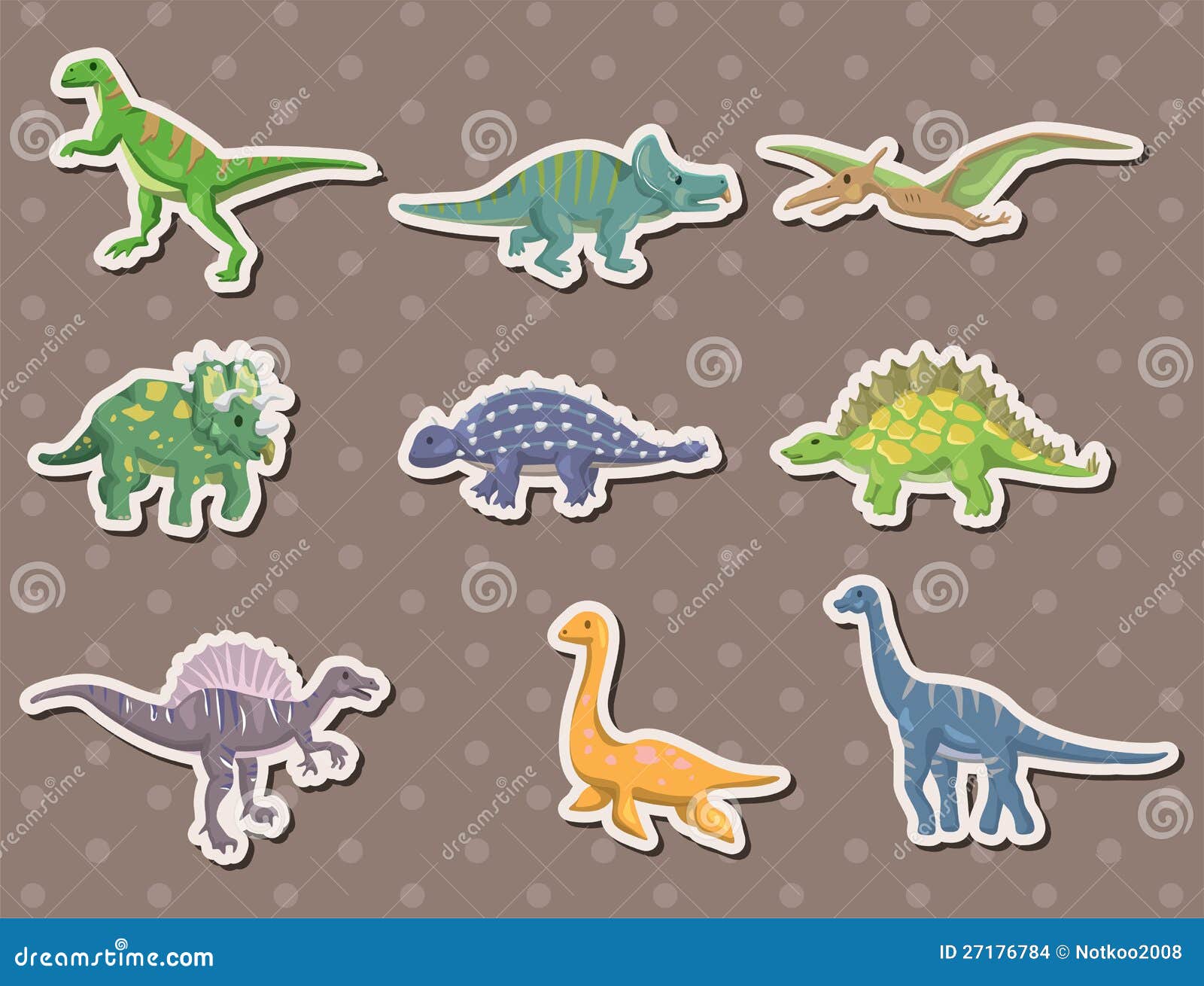 Dinosaur Stickers Cartoon Vector | CartoonDealer.com #26295015