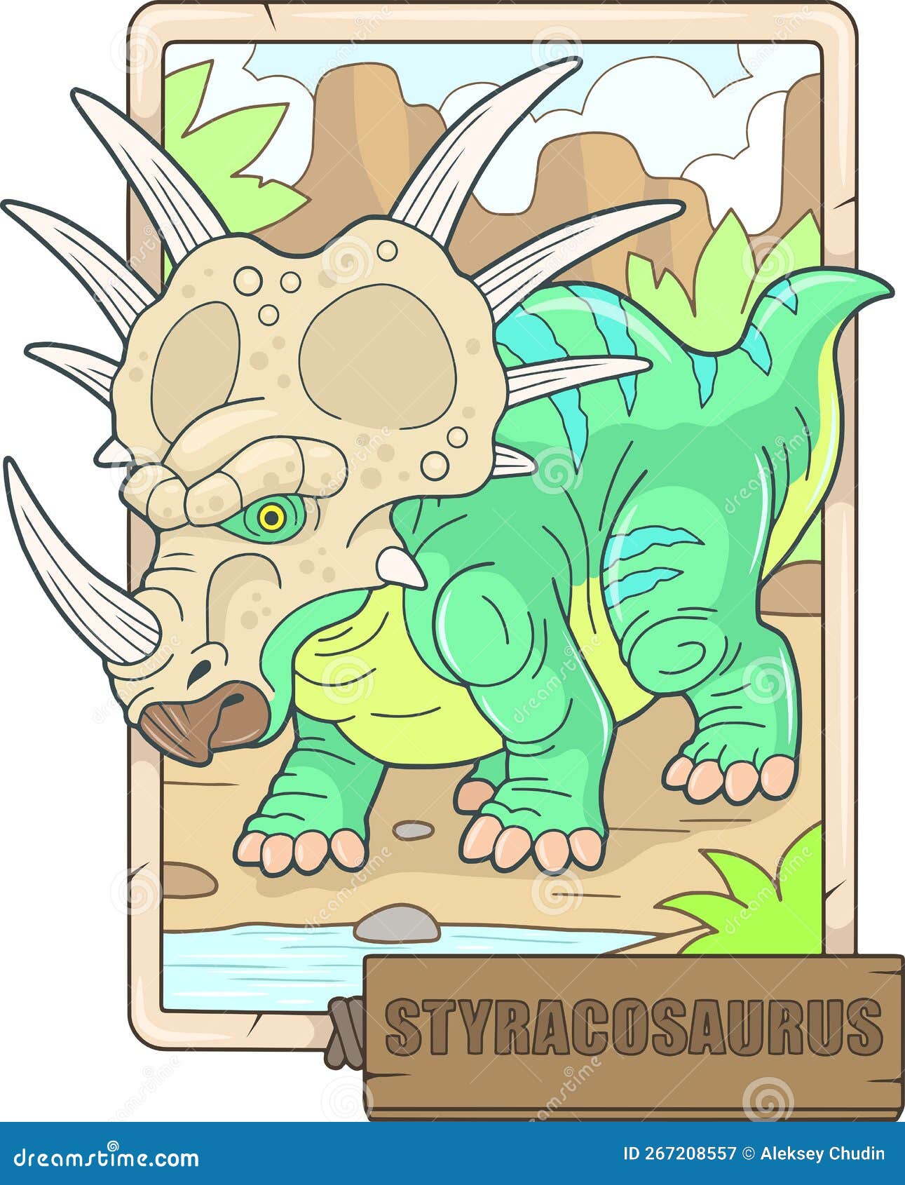 Dinosaur Styracosaurus, Illustration Design Stock Vector - Illustration ...