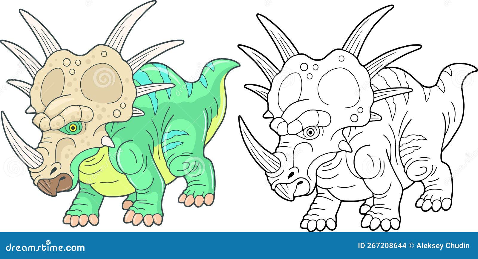 Styracosaurus Illustration With Horns Of Forest Background Cartoon ...