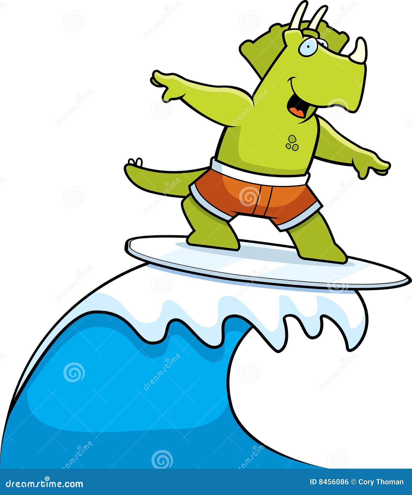 Dinosaur Surfing stock vector. Illustration of reptile - 8456086