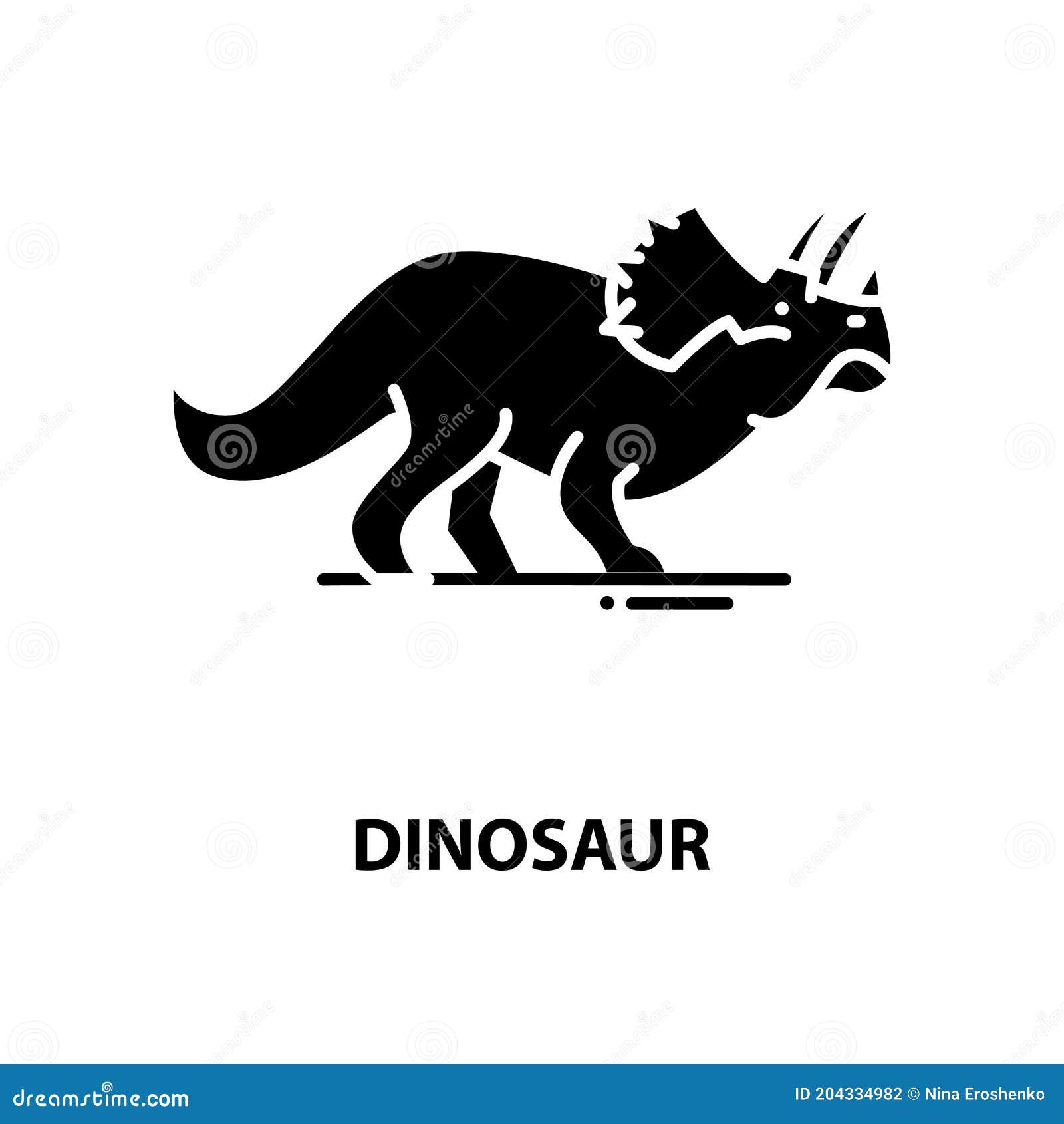 Dinosaur Symbol Icon, Black Vector Sign with Editable Strokes, Concept ...