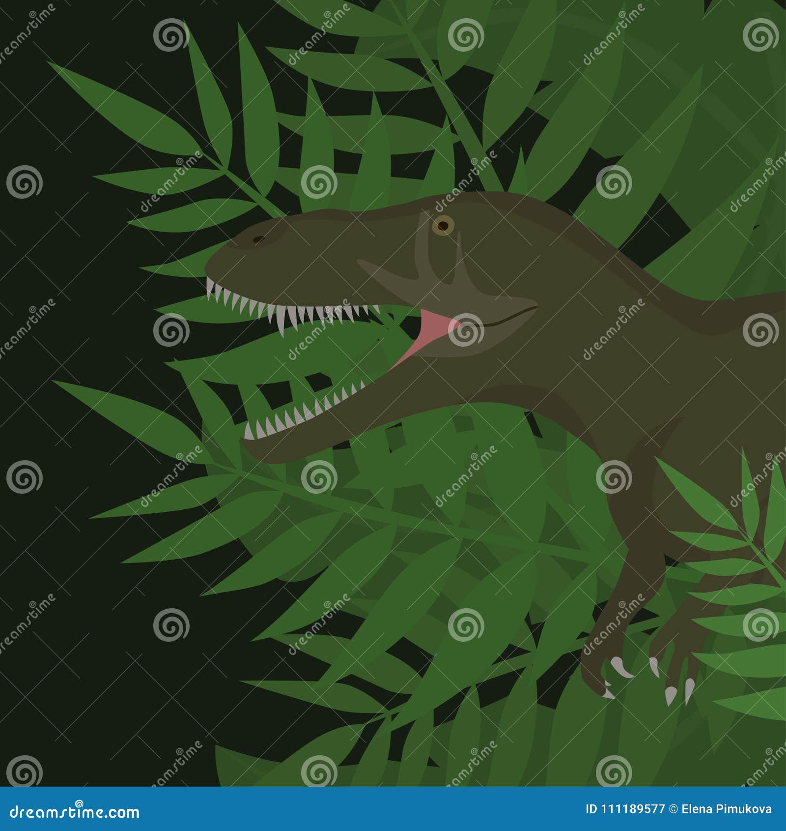 Dinosaur T-Rex. Dino in the Jungle Illustration Stock Vector ...