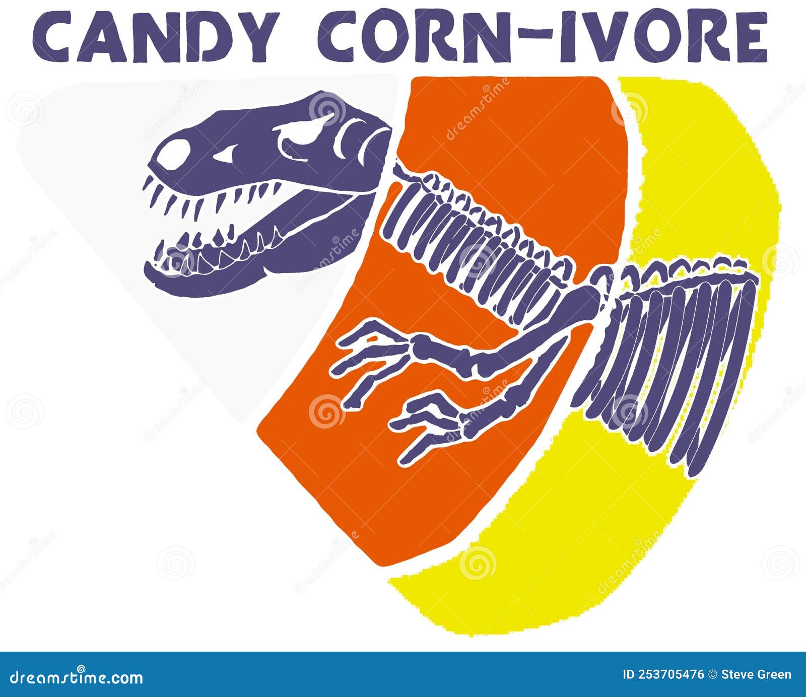 Dinosaur T-rex Fossil in Candy Corn, Corn-ivore Stock Vector ...