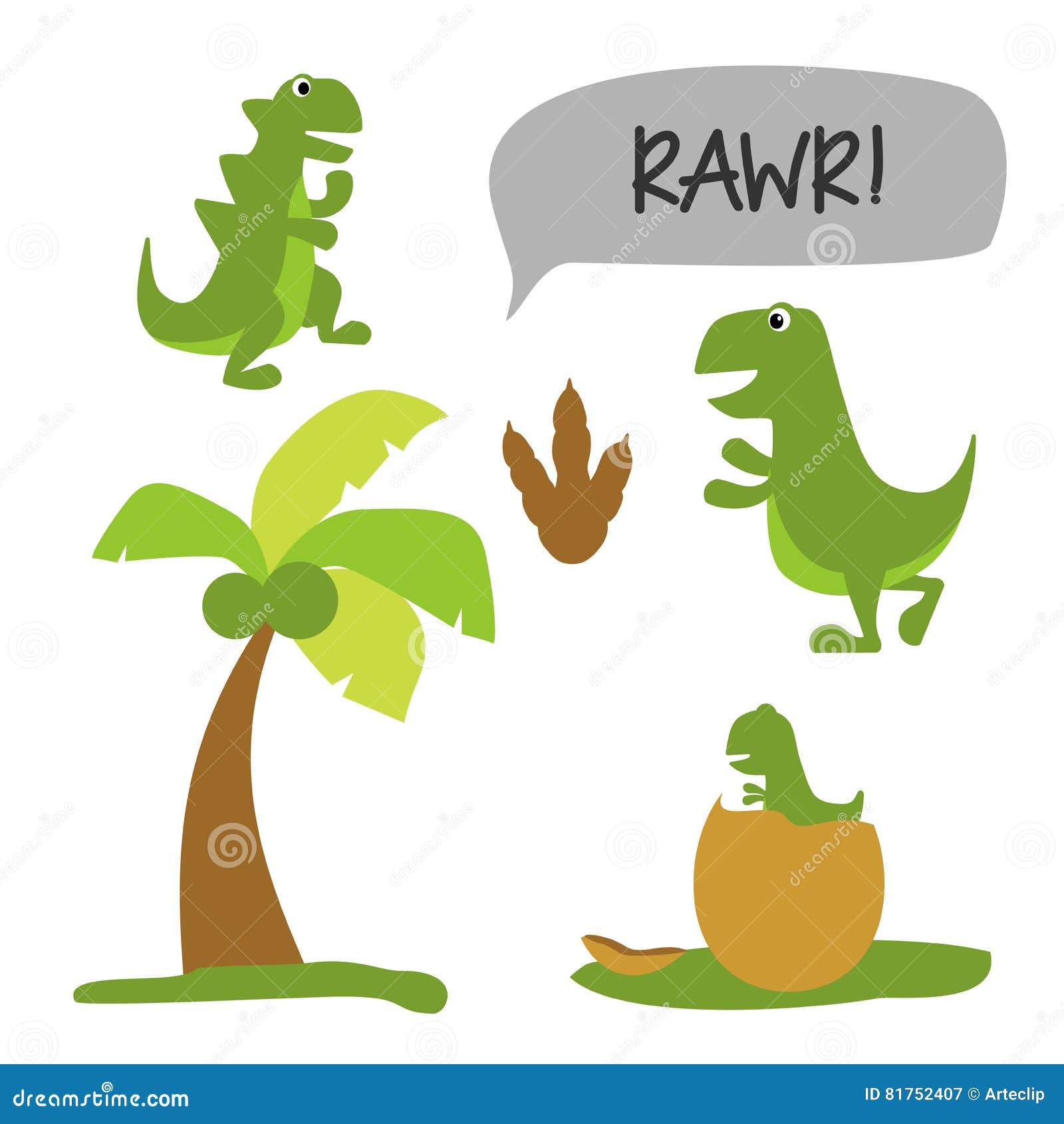 Dinosaur theme set stock vector. Illustration of nature - 81752407