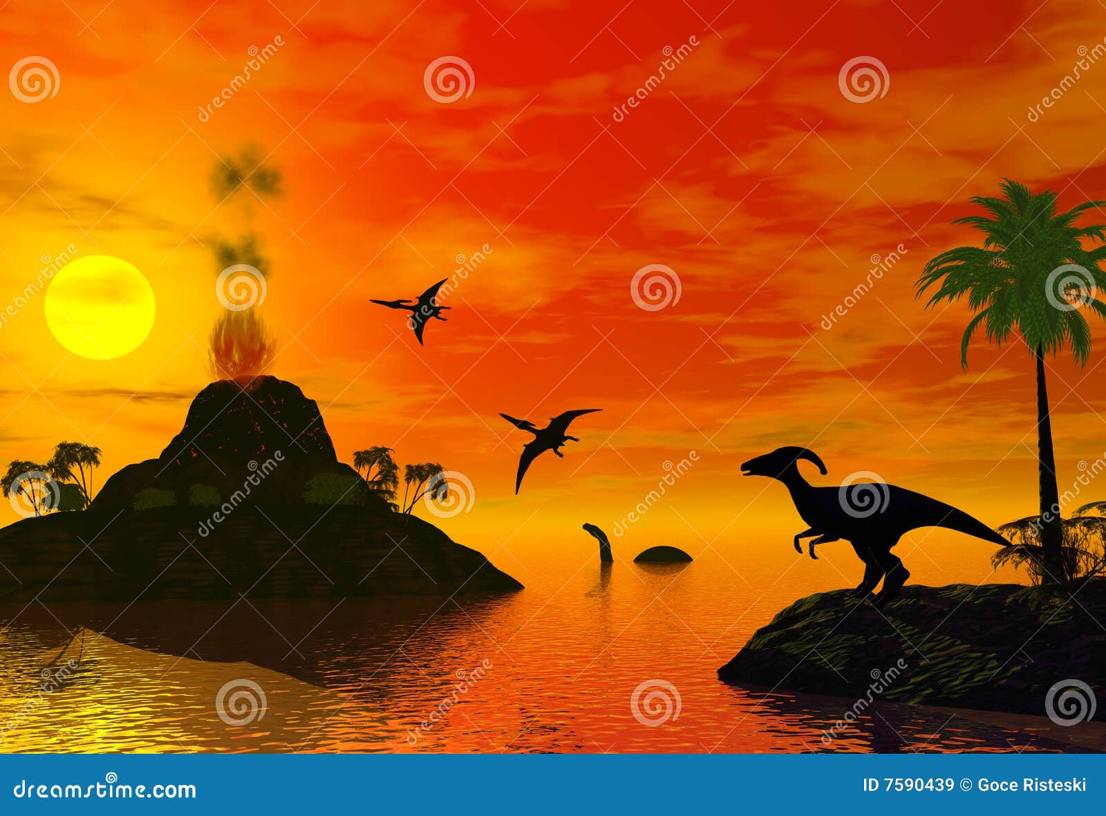 Dinosaur time stock illustration. Illustration of disaster - 7590439