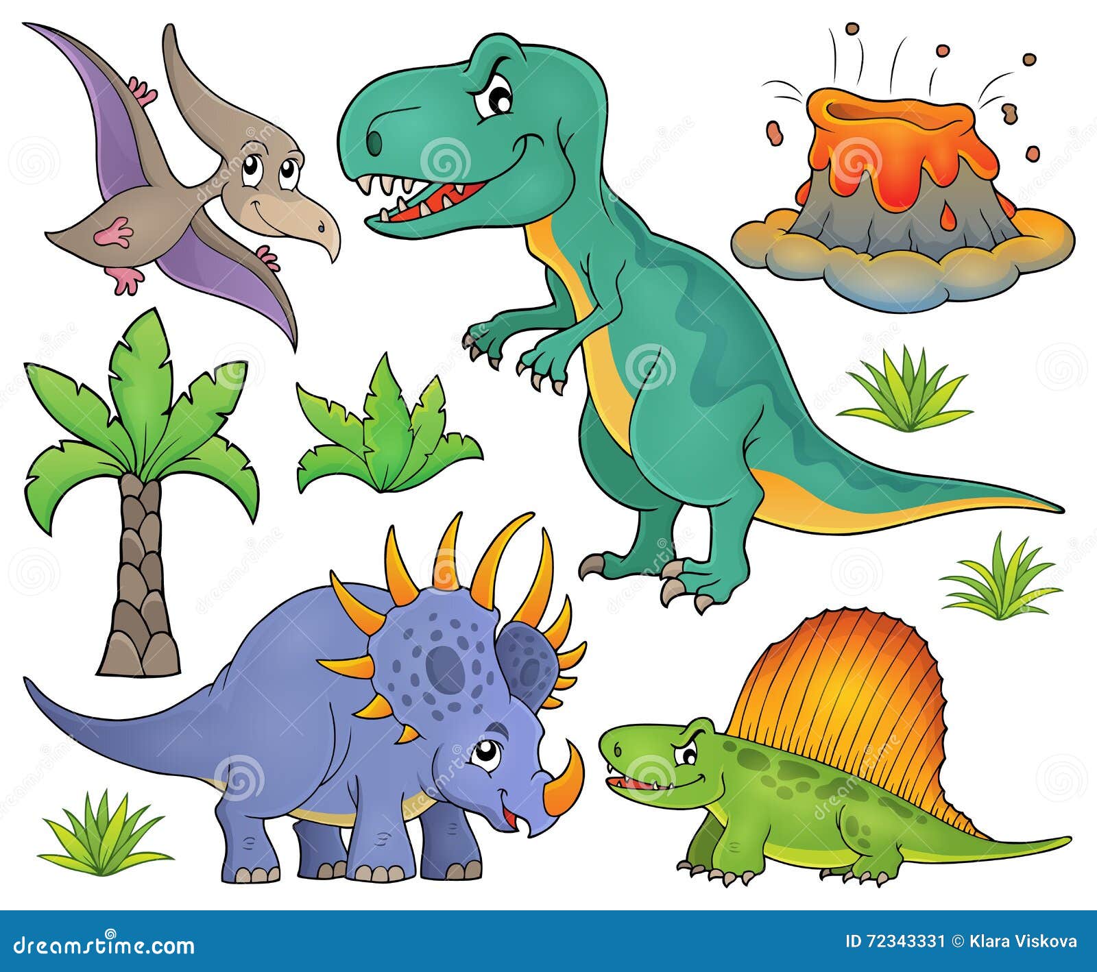 Dinosaur topic set 4 stock vector. Illustration of dino - 72343331