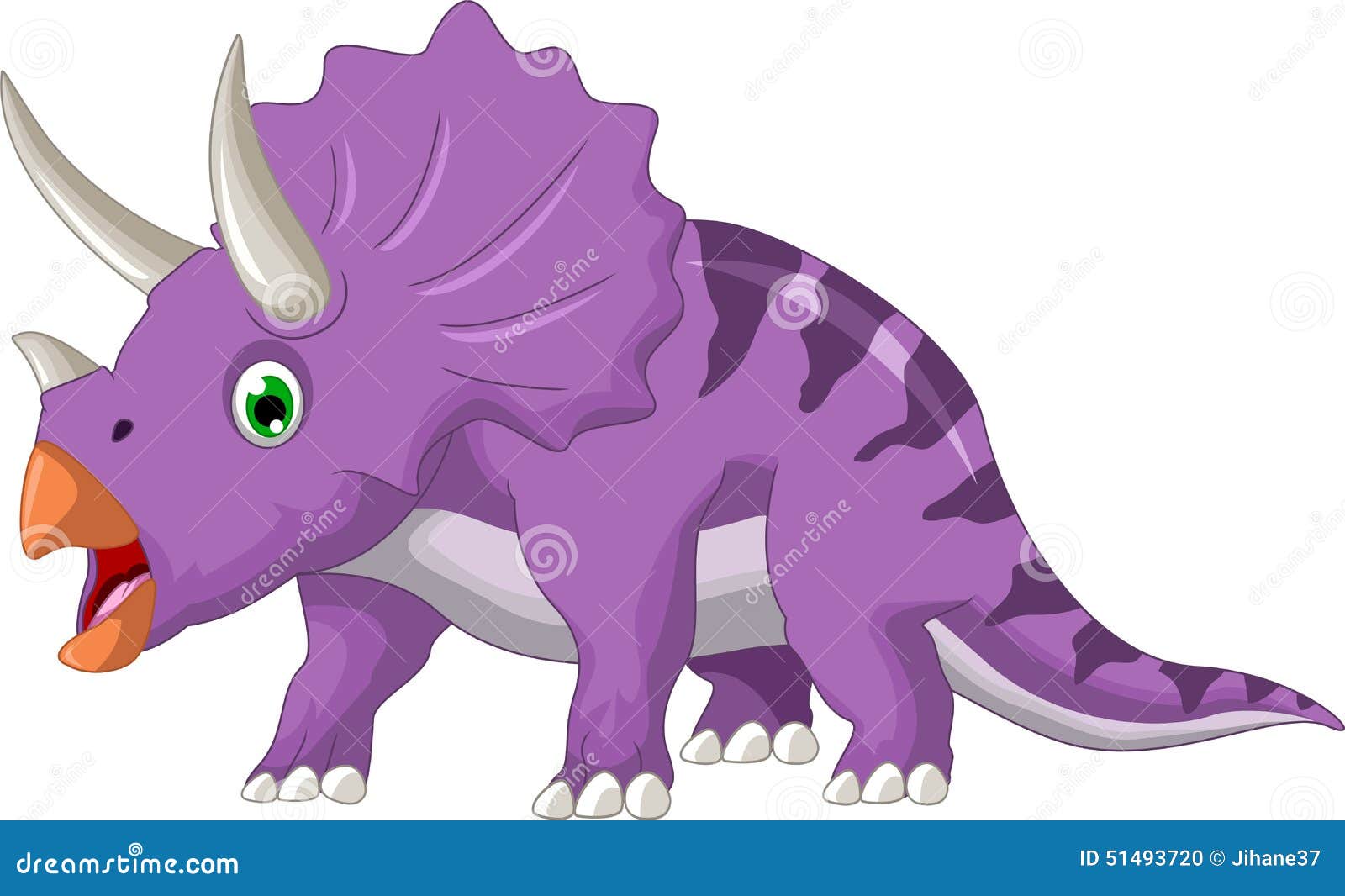 Dinosaur Triceratops Cartoon Stock Illustration - Illustration of comic ...