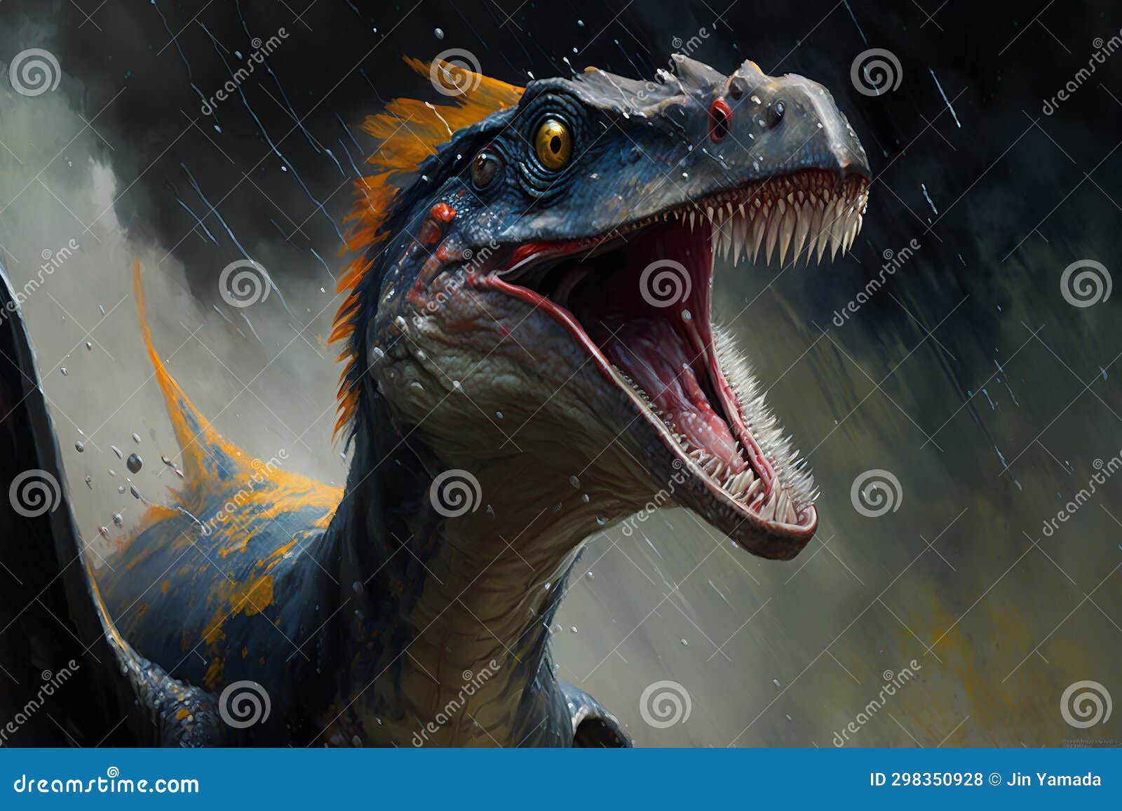Dinosaur Tyrannosaurus Rex in Rain. 3d Render Illustration Stock ...