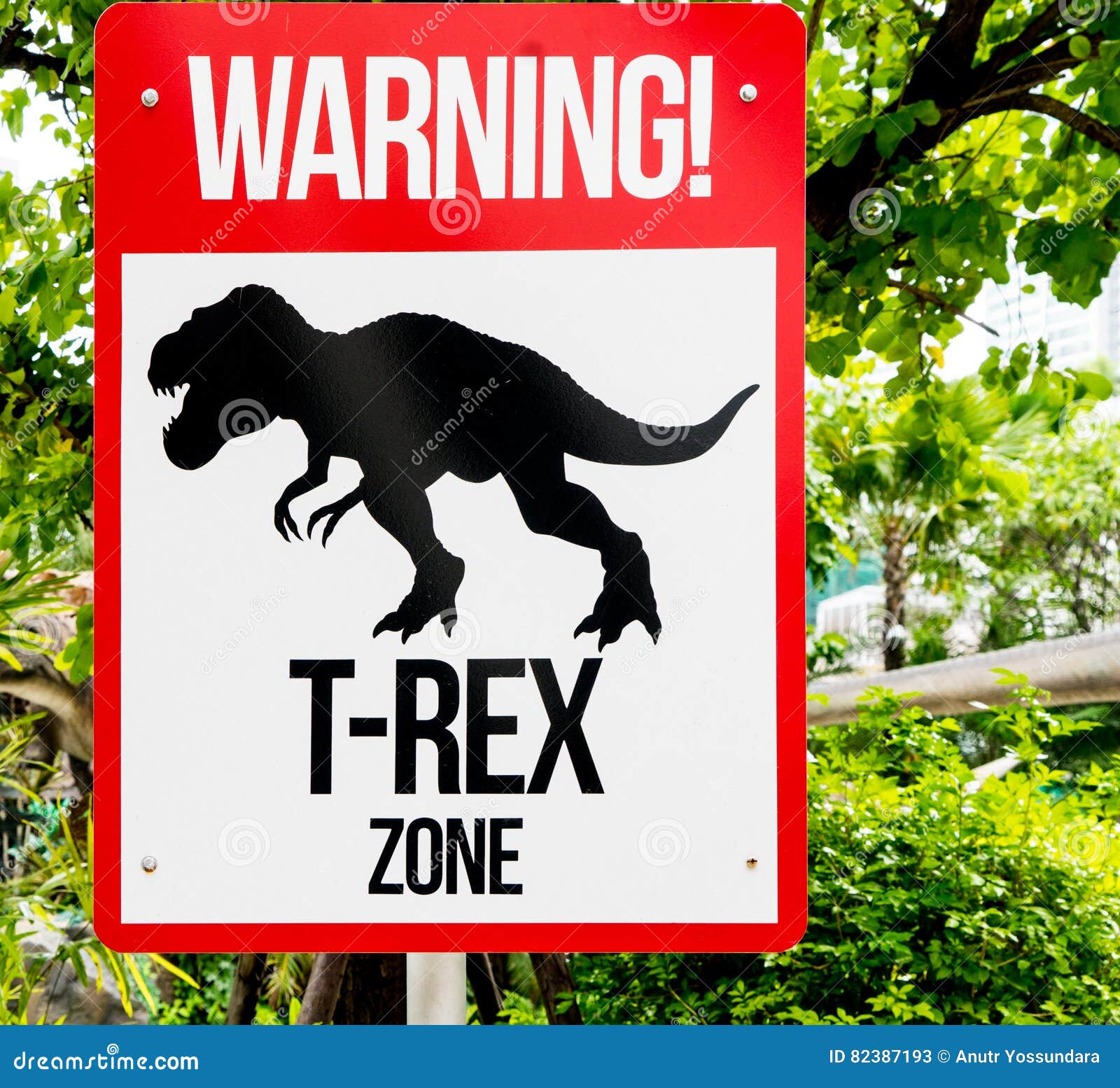 Dinosaur warning sign stock image. Image of yellow, danger - 82387193
