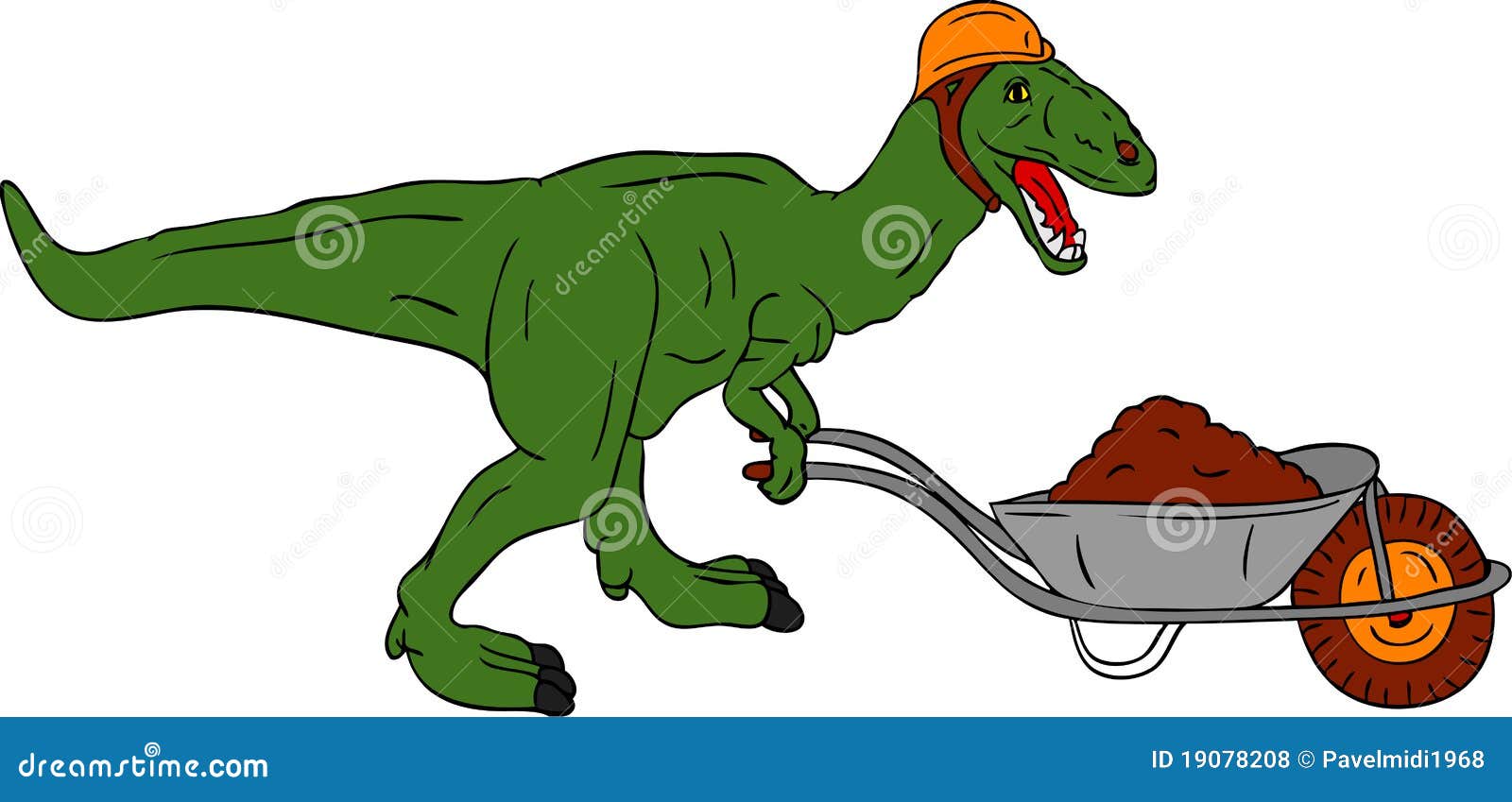 Dinosaur worker stock vector. Illustration of barrow - 19078208