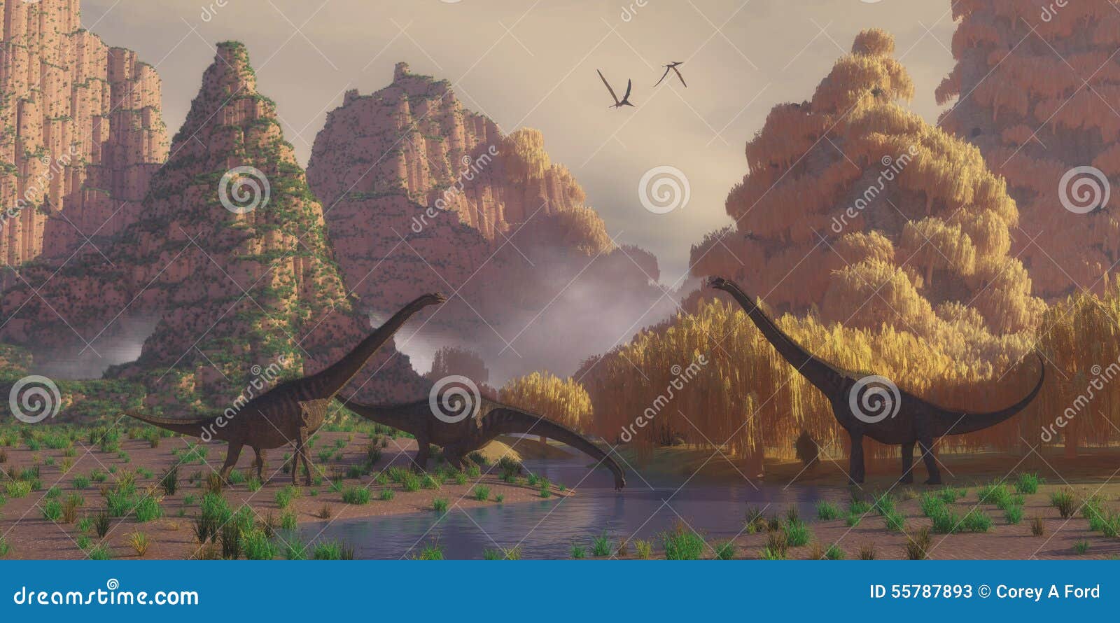 Dinosaurios De Sauroposeidon Stock de ilustración - Ilustración de ...