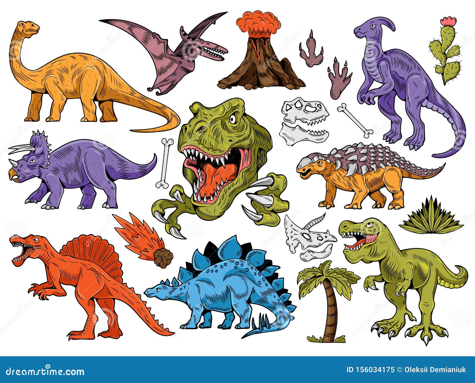 Bundle Of Dinosaurs Set Silhouettes Vector.zip, Dinosaurs Set ...